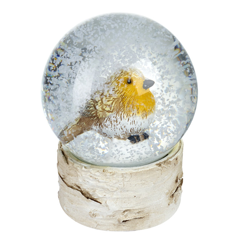 The Seasonal Aisle Robin Snow Globe with Birch Base | Wayfair.co.uk