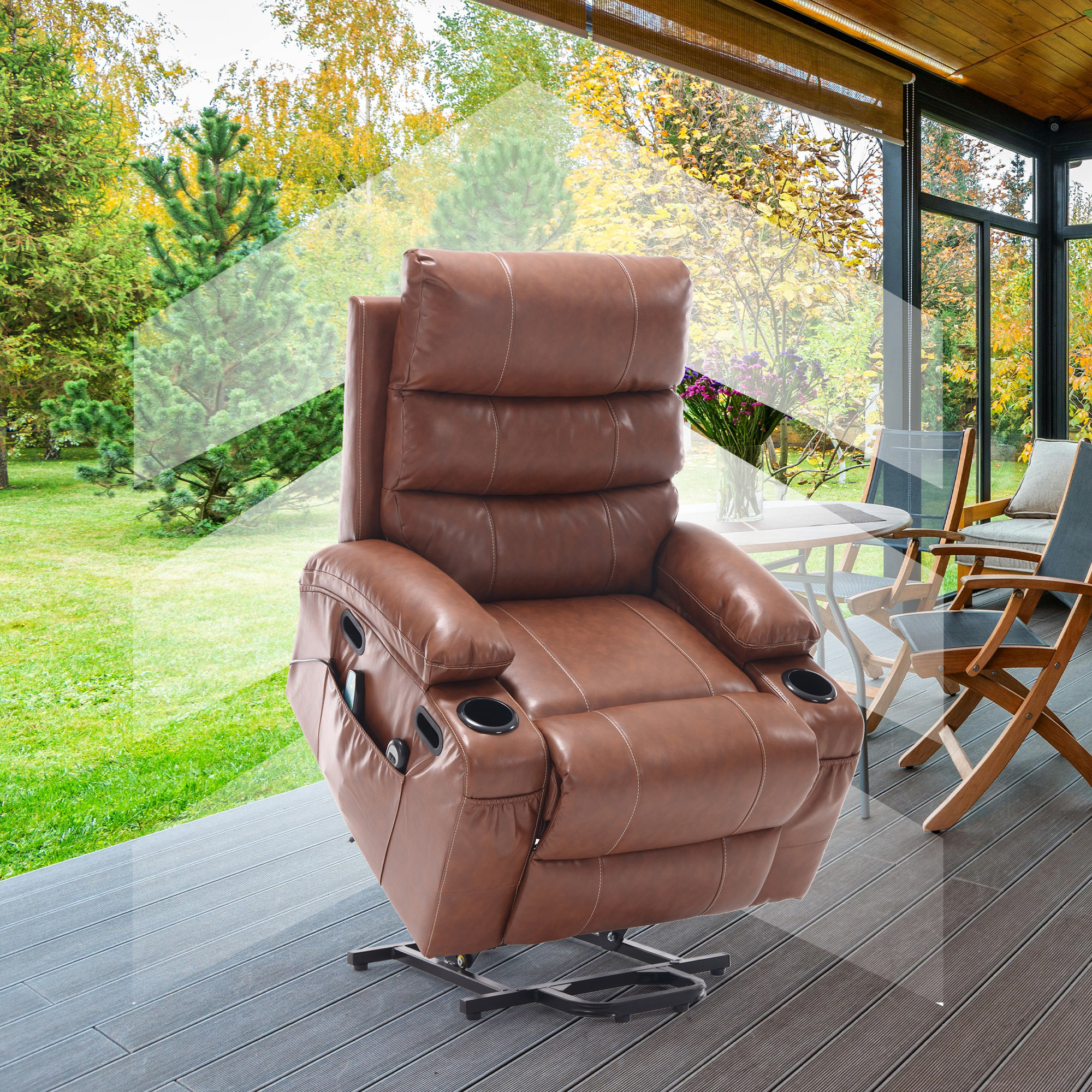 Red Barrel Studio® Vayun 33.8"W Massage Heater Lift Chair PU Power ...