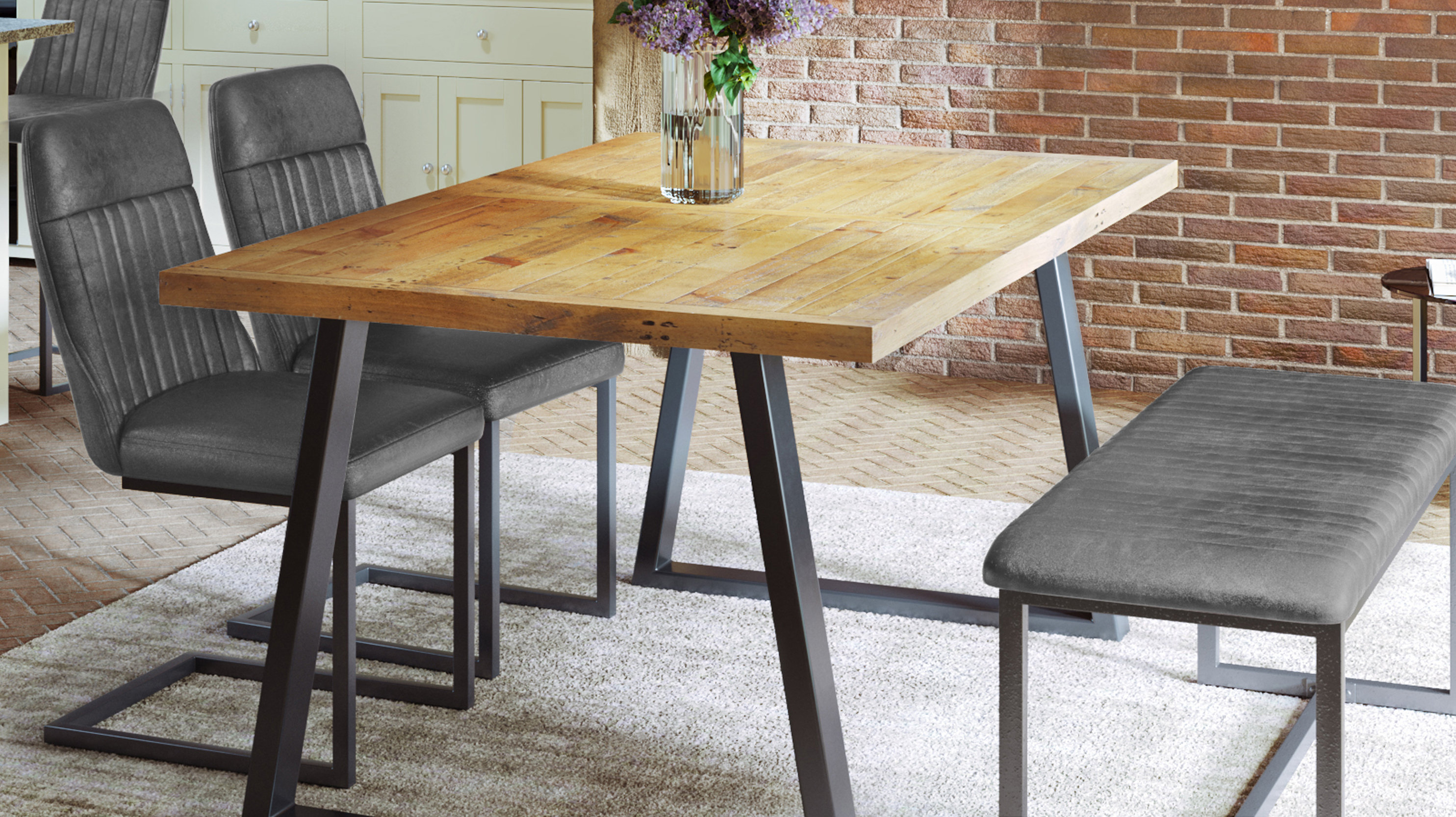 Williston Forge Urban Elegance - Reclaimed Dining Table (Horizontal Leg ...