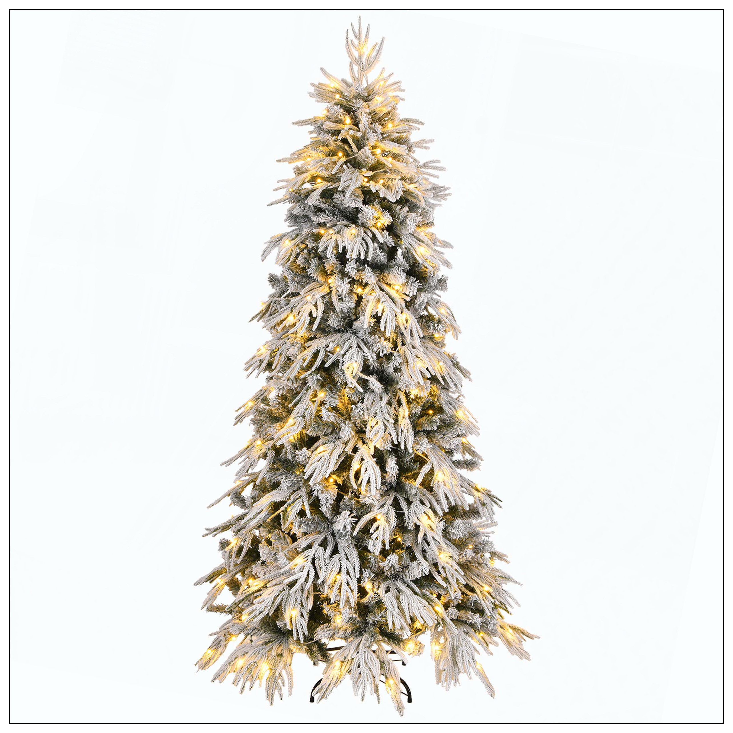 Red Barrel Studio® Flocked Christmas Tree Pre-Lit W/LED Lights ...