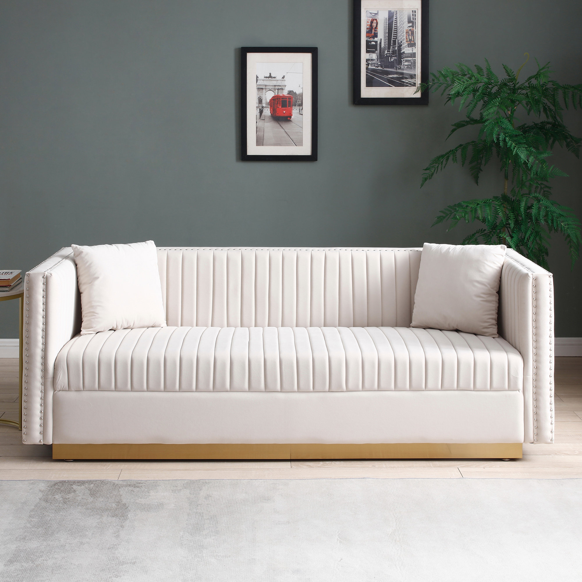 Mercer41 Contemporary Vertical Channel Tufted Velvet Sofa | Wayfair