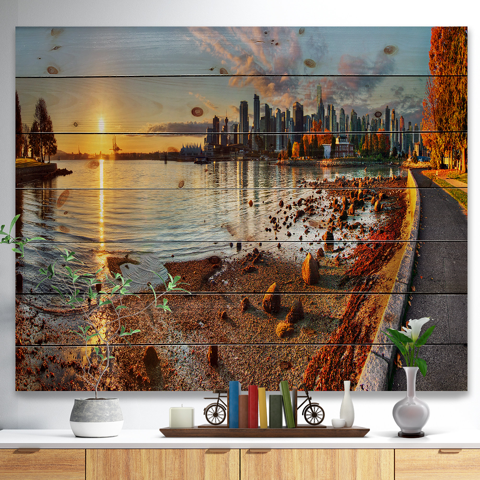 Ebern Designs Vancouver Downtown Panorama - Nautical & Coastal Wood ...