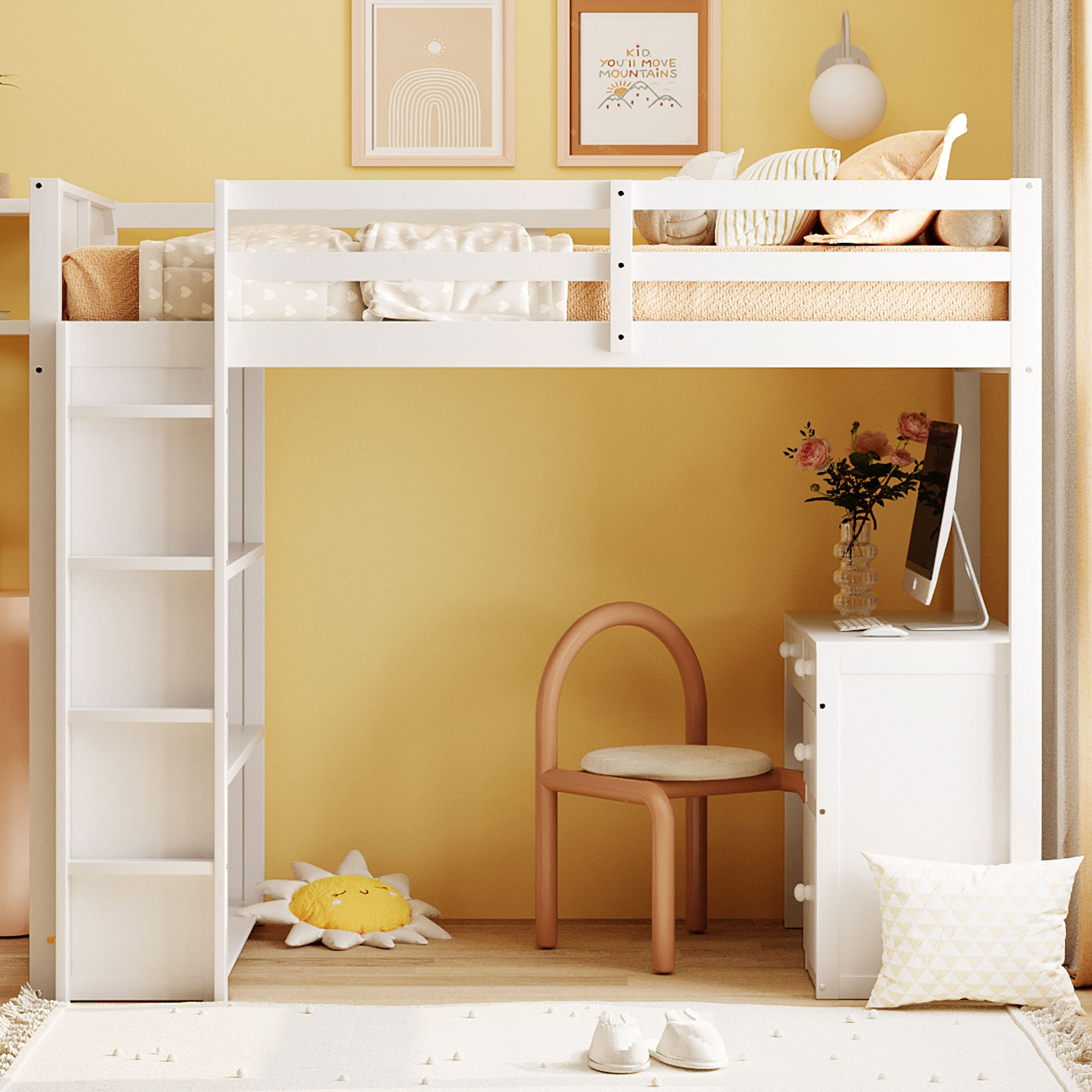 Harriet Bee Haddy 5 Drawer Loft Bed with Built-in-Desk by Harriet Bee ...