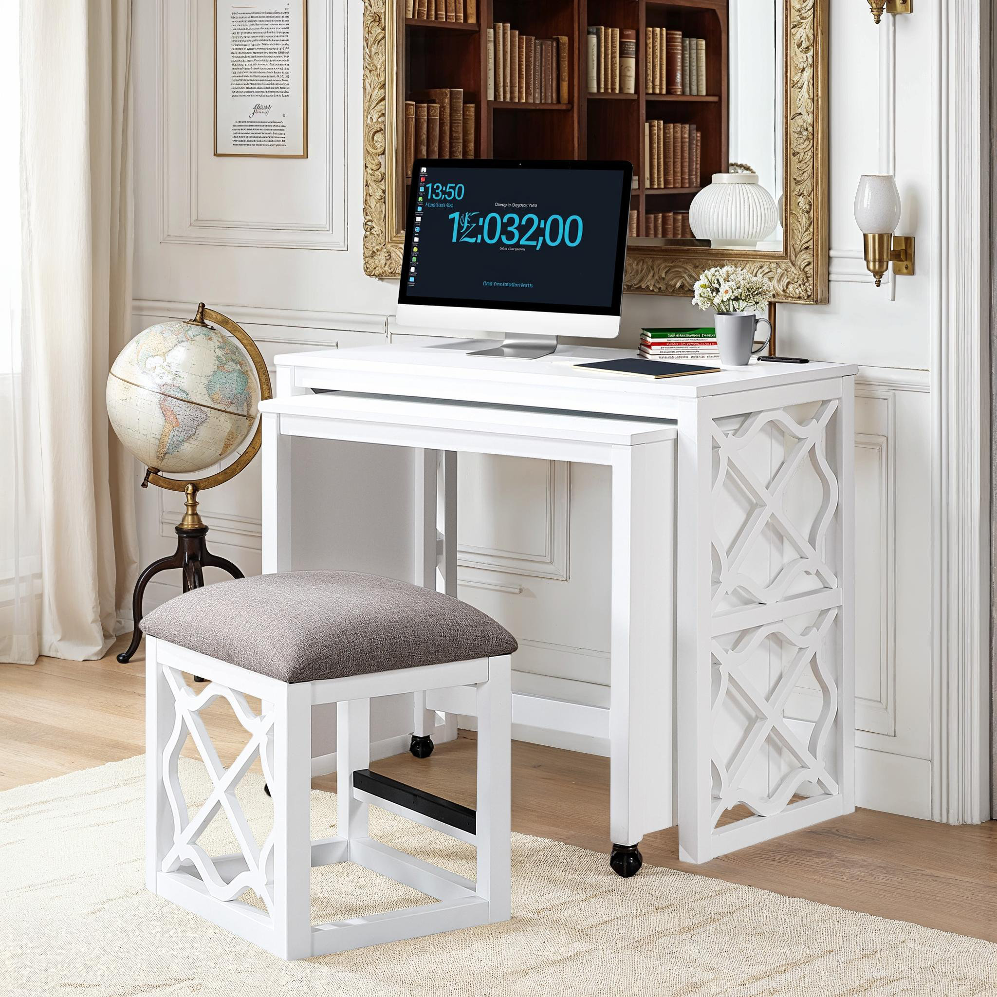 Latitude Run® 3-Piece Home Office Set, 36" Computer Desk with 2 USB ...