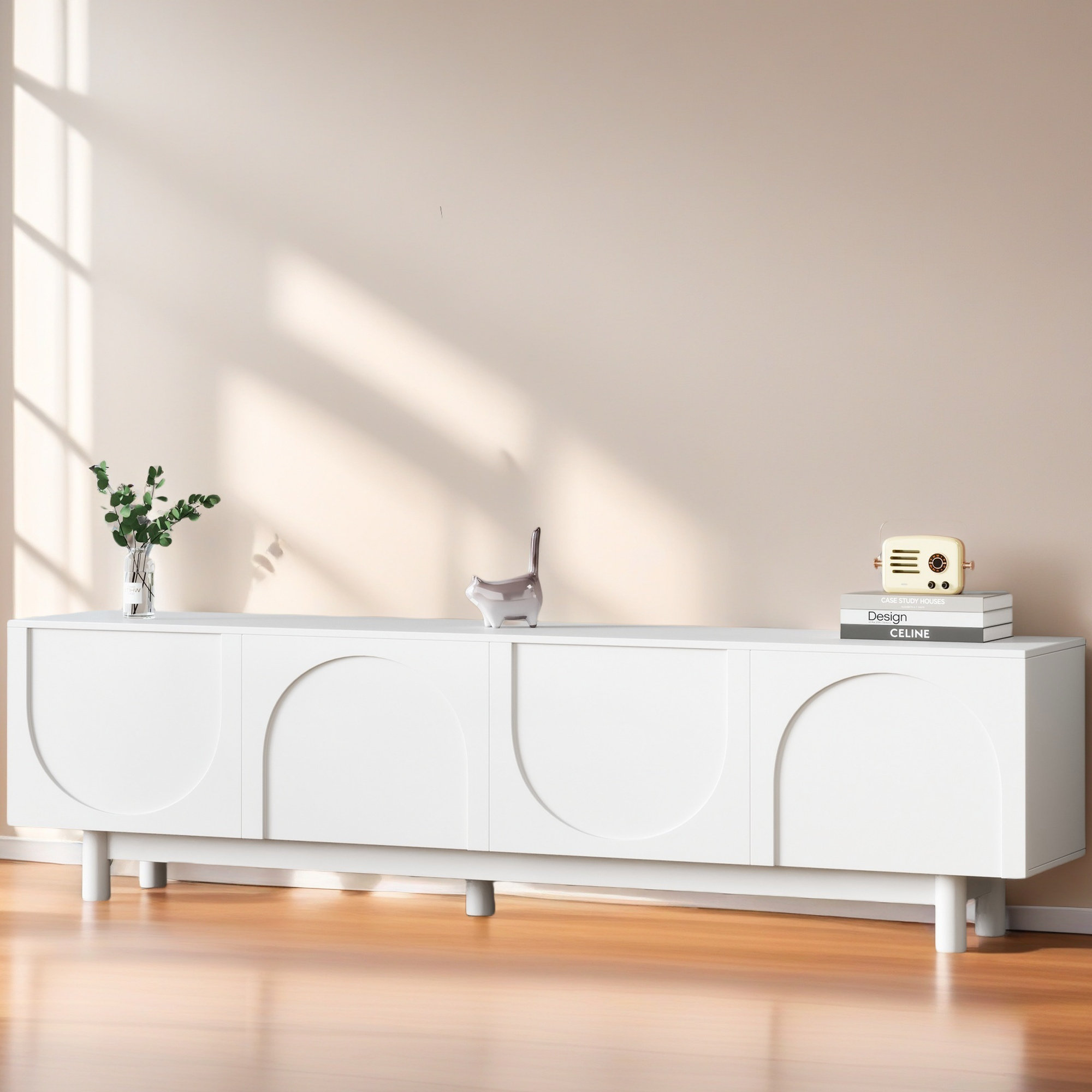 Latitude Run® TV Stand With Arch Cabinets For Tvs Up To 78 ...