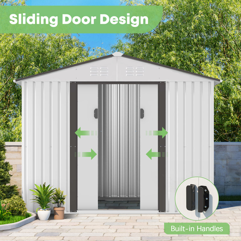 Jaxpety 8' x 8' ft Outdoor Storage Room - White Gray | Wayfair