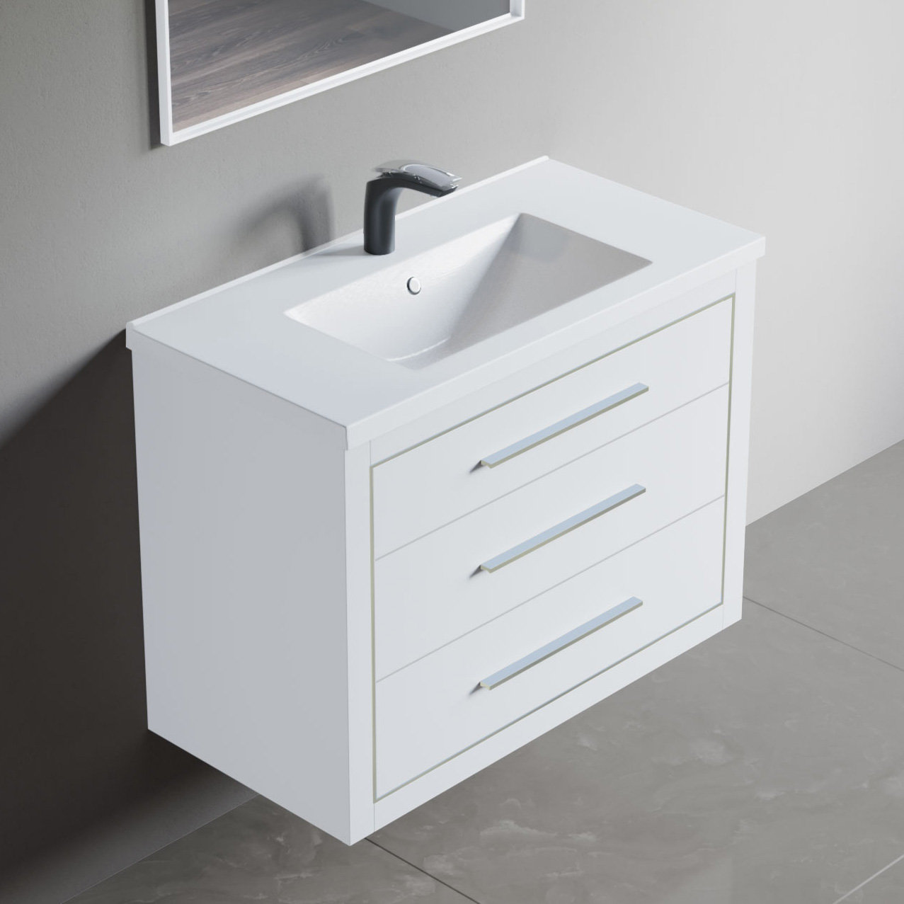 Mercer41 Ensemble de meuble-lavabo simple 35,4 po avec plateau en céramique Anco - Wayfair Canada