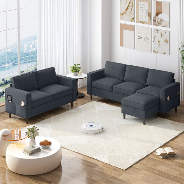 Ebern Designs Modern Sofa And Loveseat Set - Durable 3-Piece Living ...