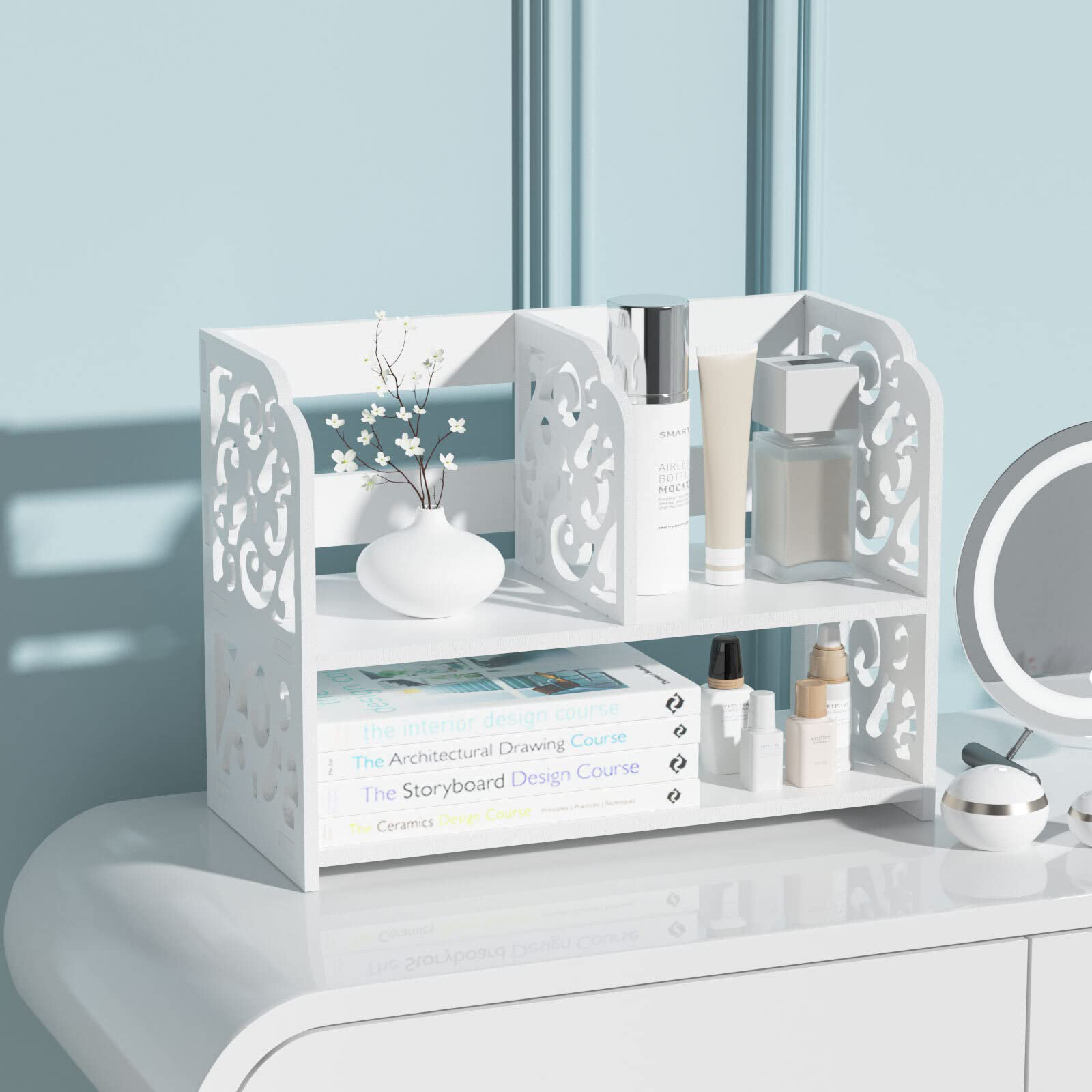 Inbox Zero Desktop Organizer, Hollow Pattern Vintage Desk Storage Rack ...