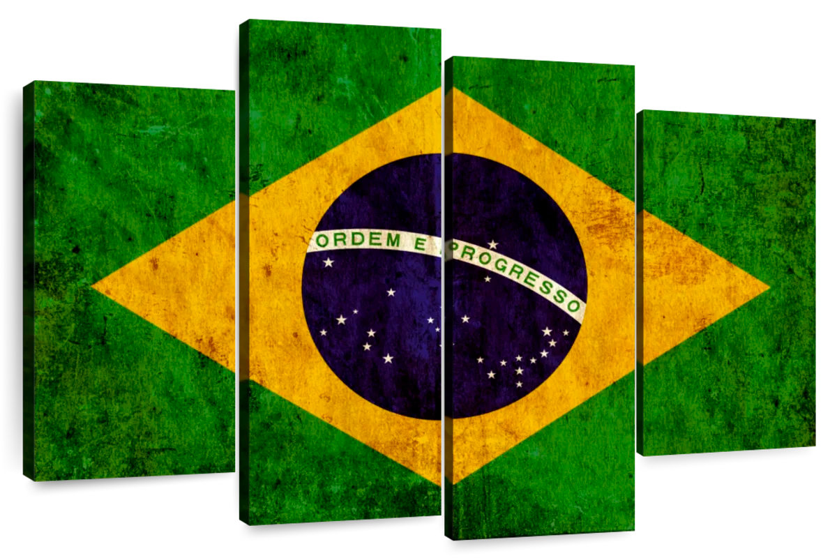 Ebern Designs Borges Grunge Brazilian Flag | Wayfair