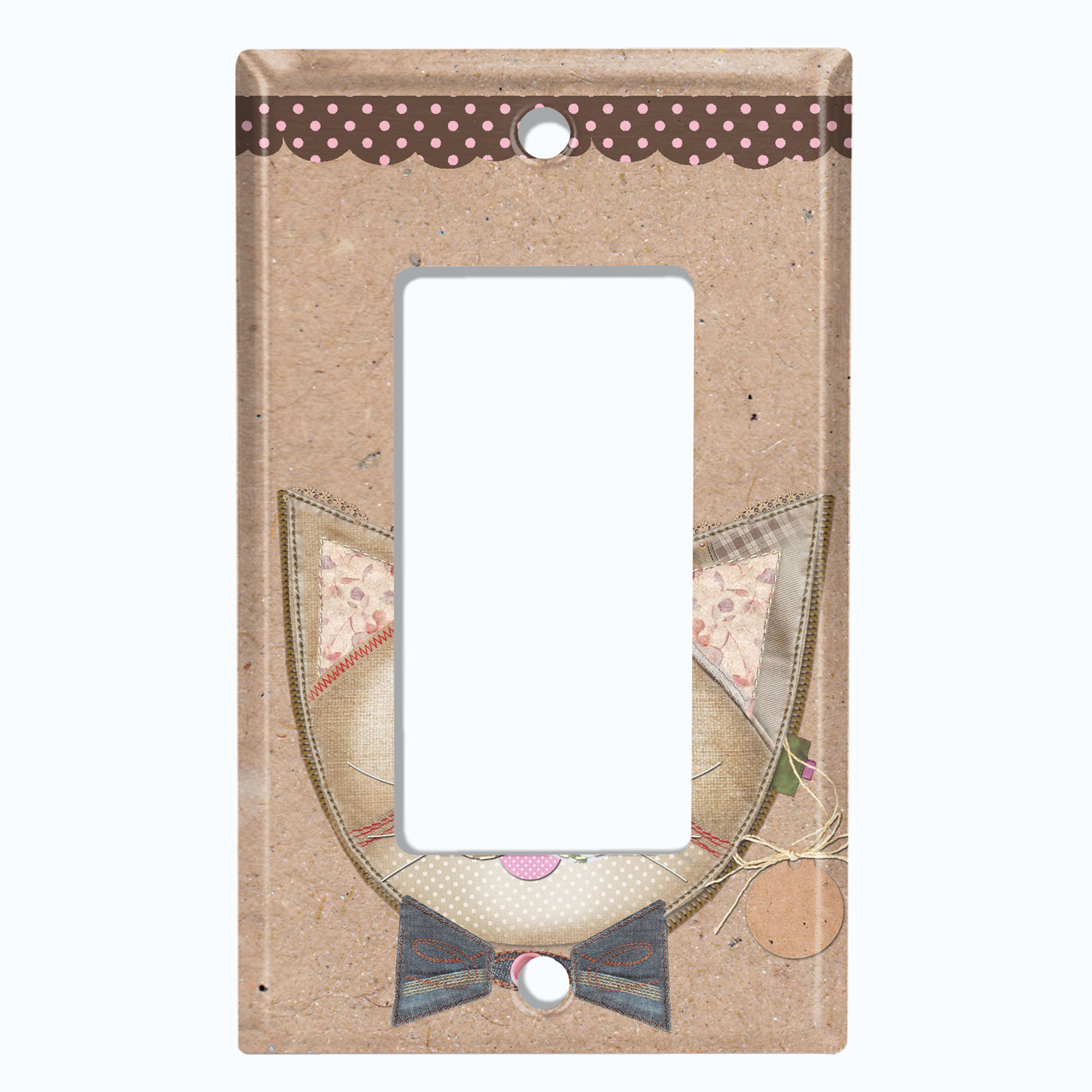 WorldAcc Metal Light Switch Plate Outlet Cover (Patchwork Cat Button ...