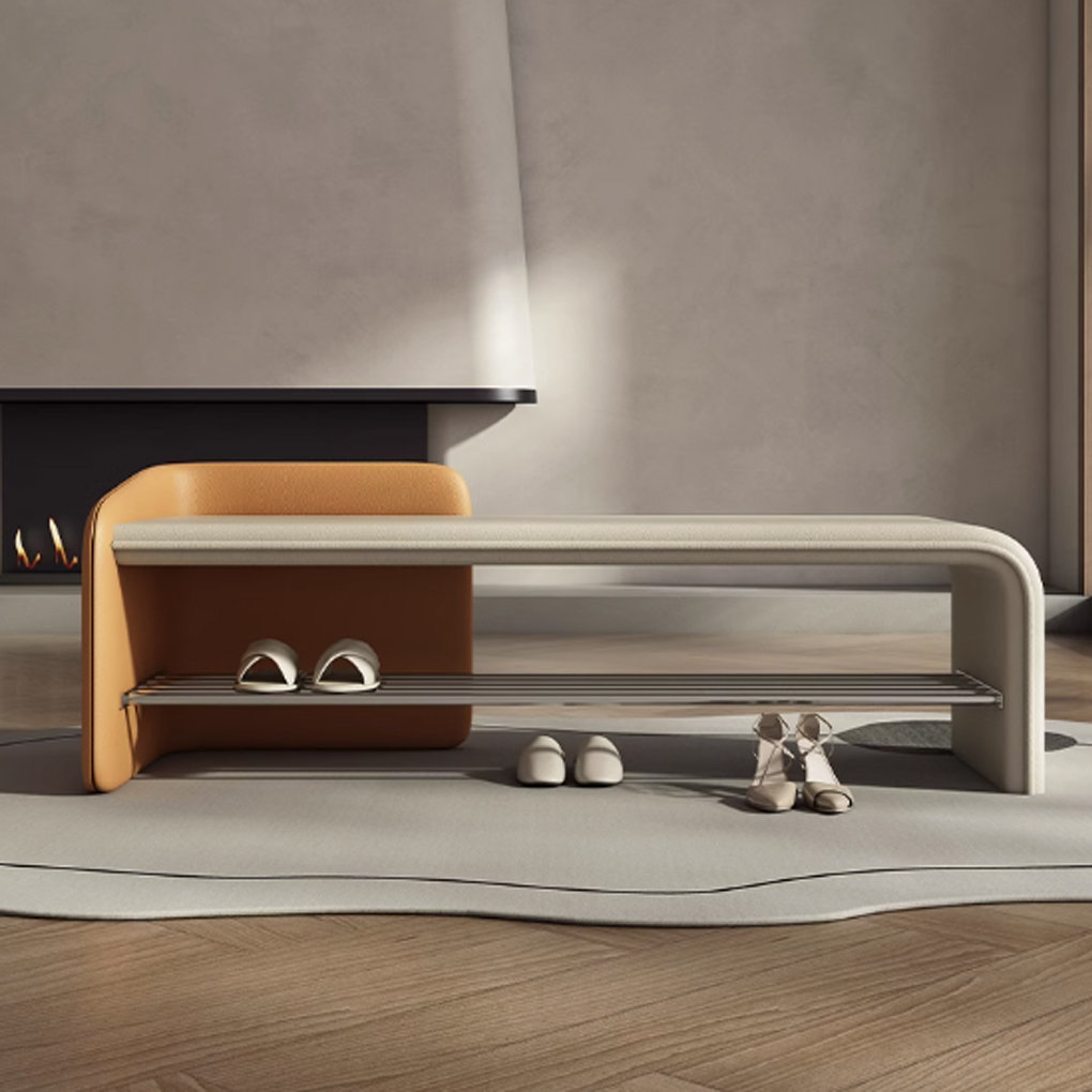 L Entrance Shoe Stool One-piece seated shoe rack long shoe test bench ...