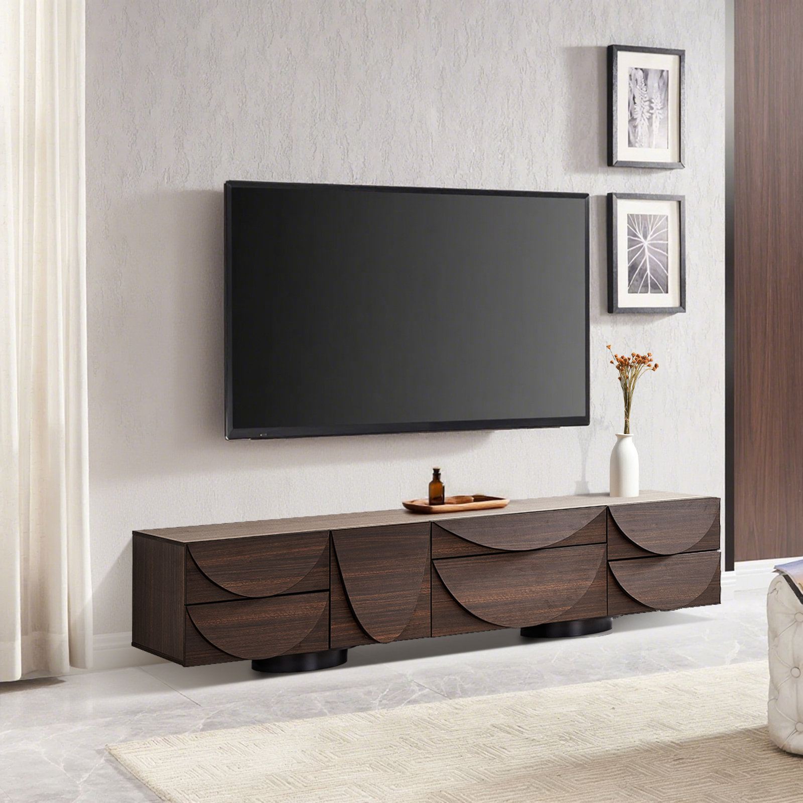 Latitude Run® Rich Brown Tv Console With Expansive Storage | Wayfair