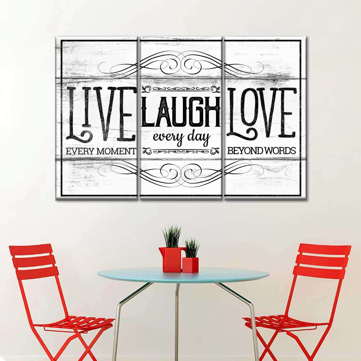Trinx Live Laugh Love Everyday On Canvas 3 Pieces Set | Wayfair
