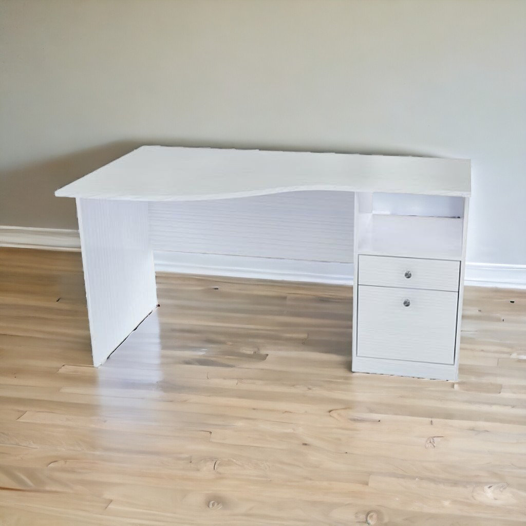 Latitude Run® Grigor 55" White Computer Desk With Two Drawers & Reviews ...