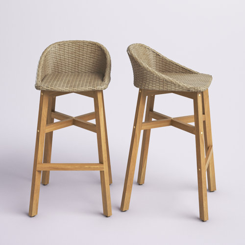 Beachcrest Home Earlene Wicker Outdoor 30'' Bar Stool & Reviews | Wayfair