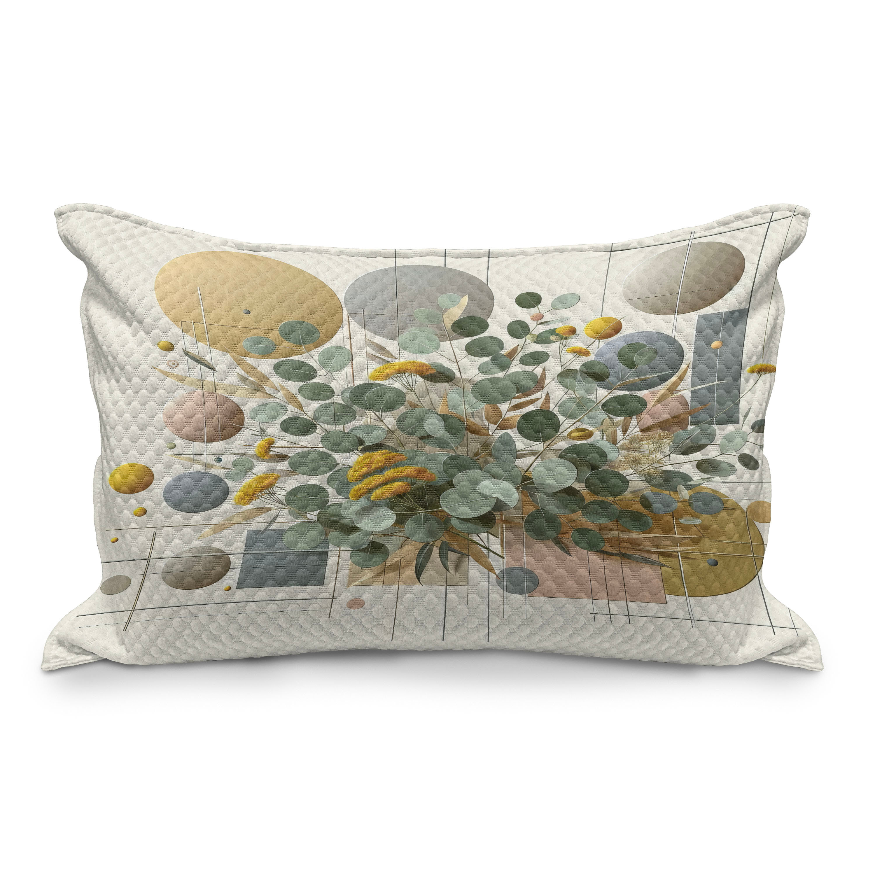Ambesonne Eucalyptus Leaves Quilted Pillowcase Blooming Geometry, Green ...