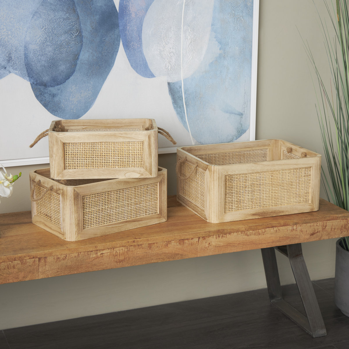 Birch Lane™ Amella 3 Piece Solid Wood General Basket Set | Wayfair