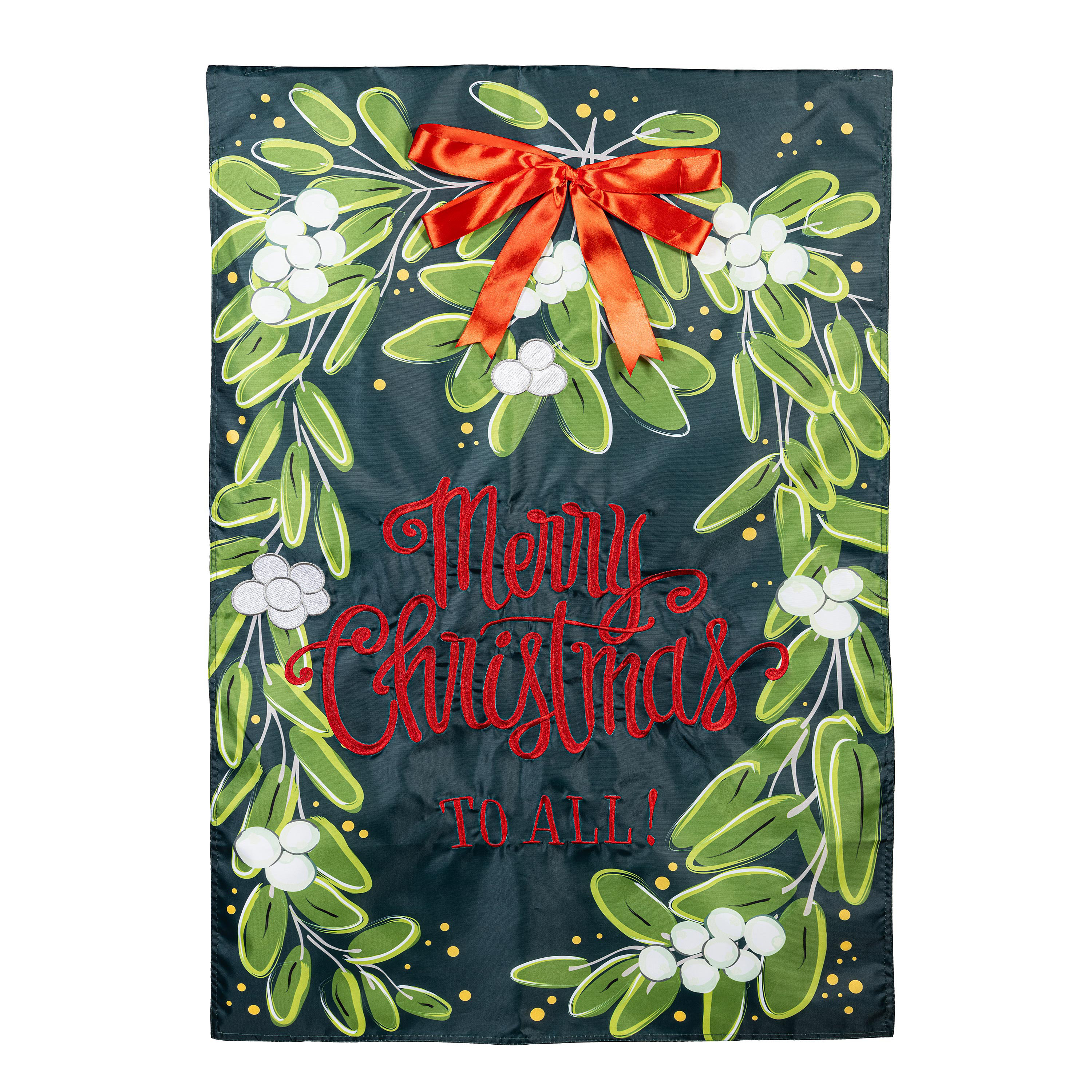 Ophelia & Co. Merry Christmas Mistletoe Applique House Flag | Wayfair
