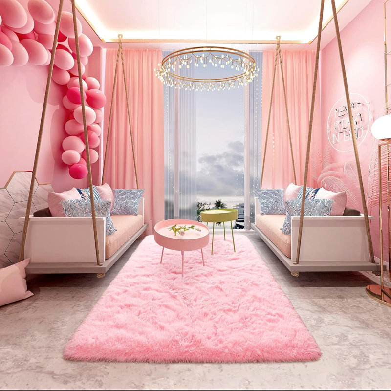 Mercer41 Fluffy Pink Rugs for Bedroom 3x5 | Wayfair