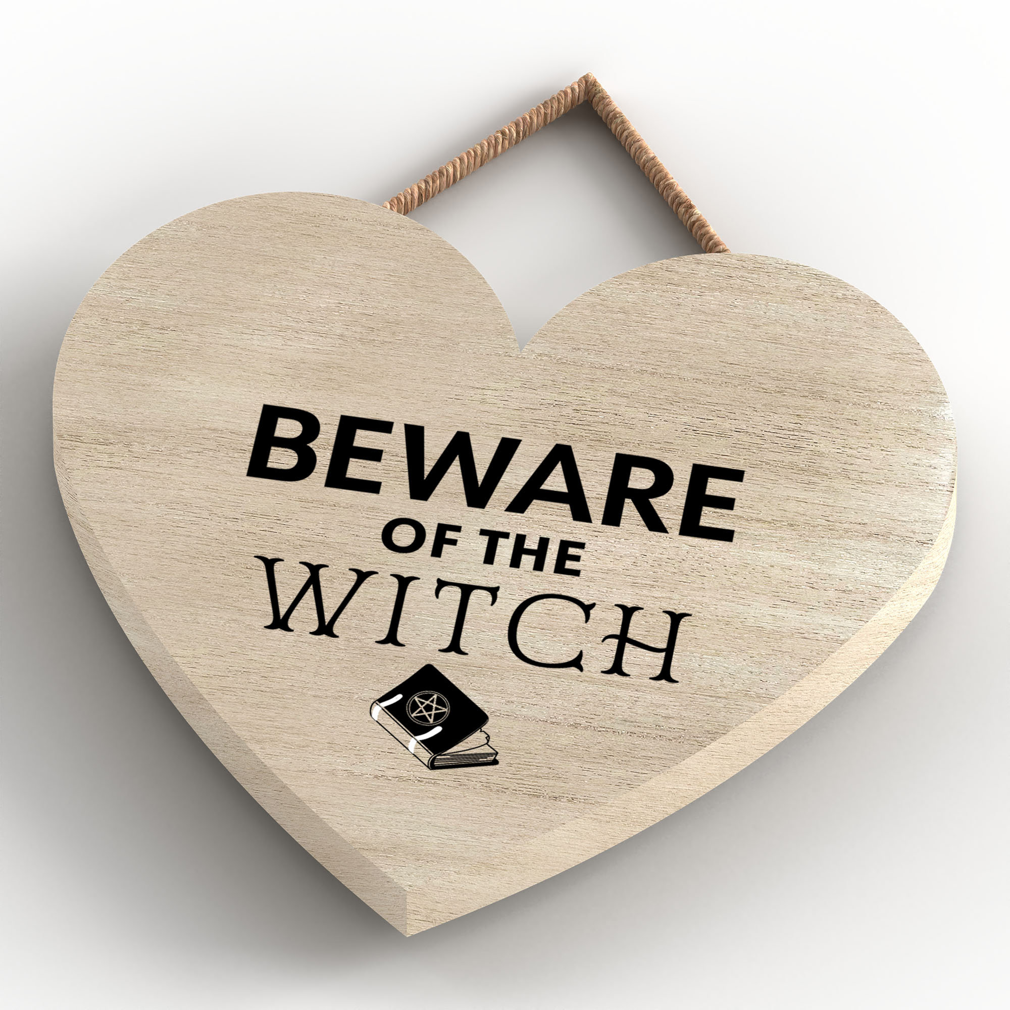 The Seasonal Aisle Beware of the Witch Wooden Heart Plaque | Wayfair.co.uk