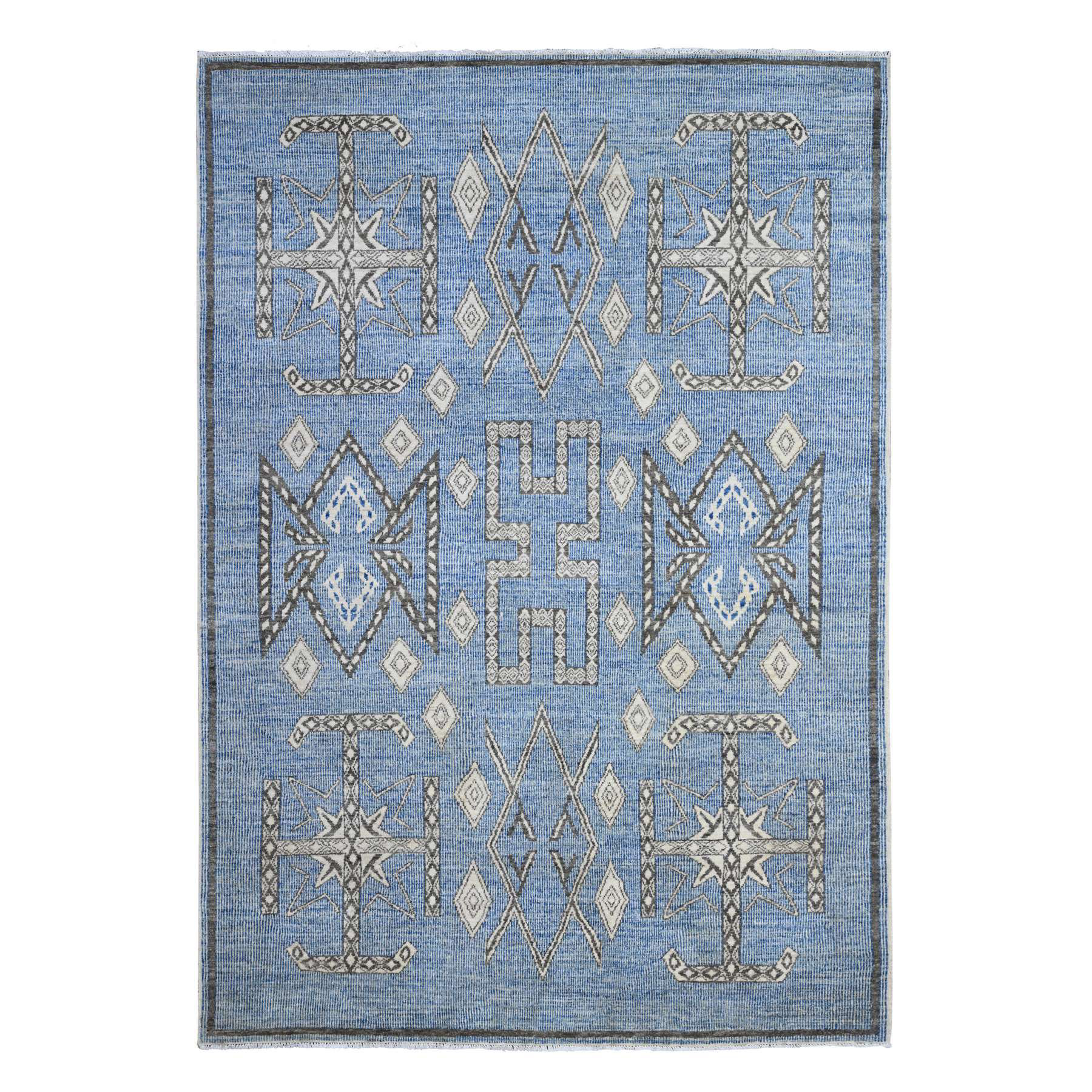 Bloomsbury Market 5'11" x 8'8" Queen Blue Snowflake Geometric Design ...