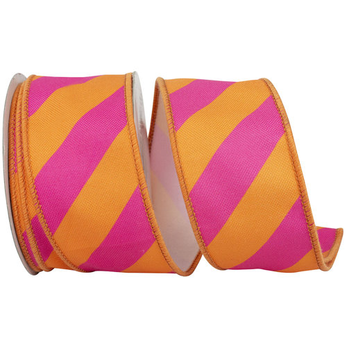 The Holiday Aisle® Diagonal Stripe Jumbo Bright Canvas Wired Edge ...
