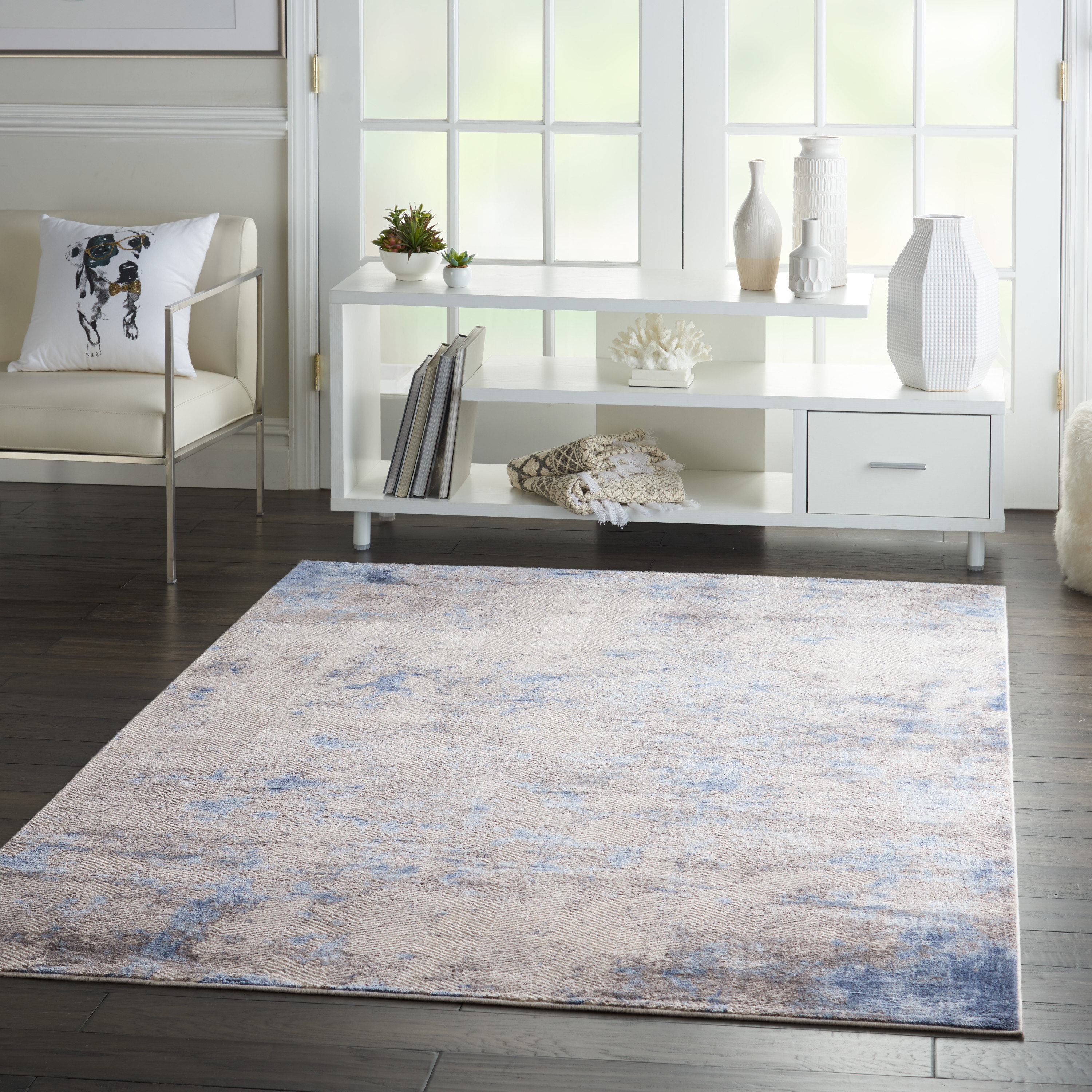 Mercer41 Madeline Abstract Blue/Ivory/Gray Area Rug & Reviews | Wayfair