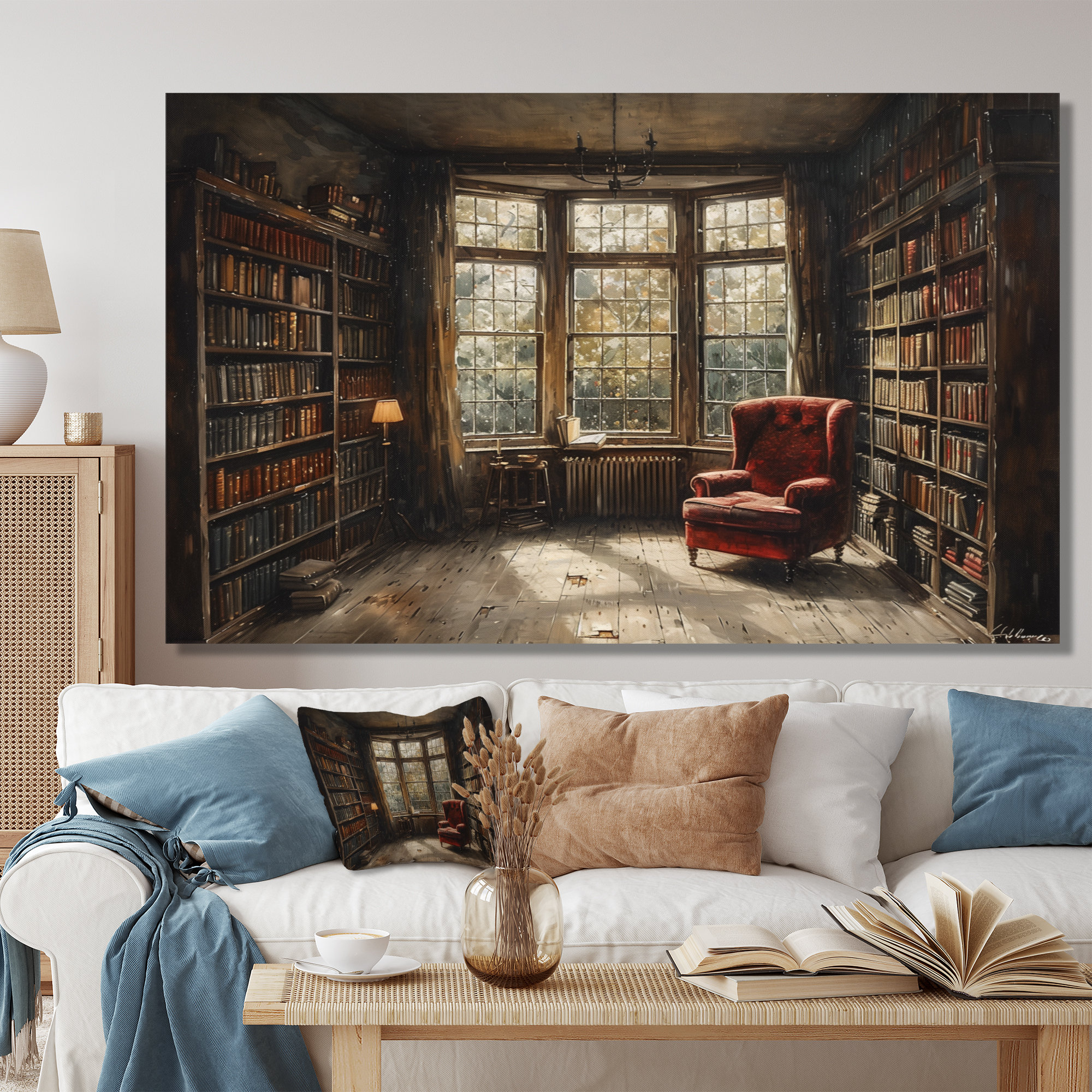 Ebern Designs Brown Beige Vintage Library Books I - Libraries Wall Art ...