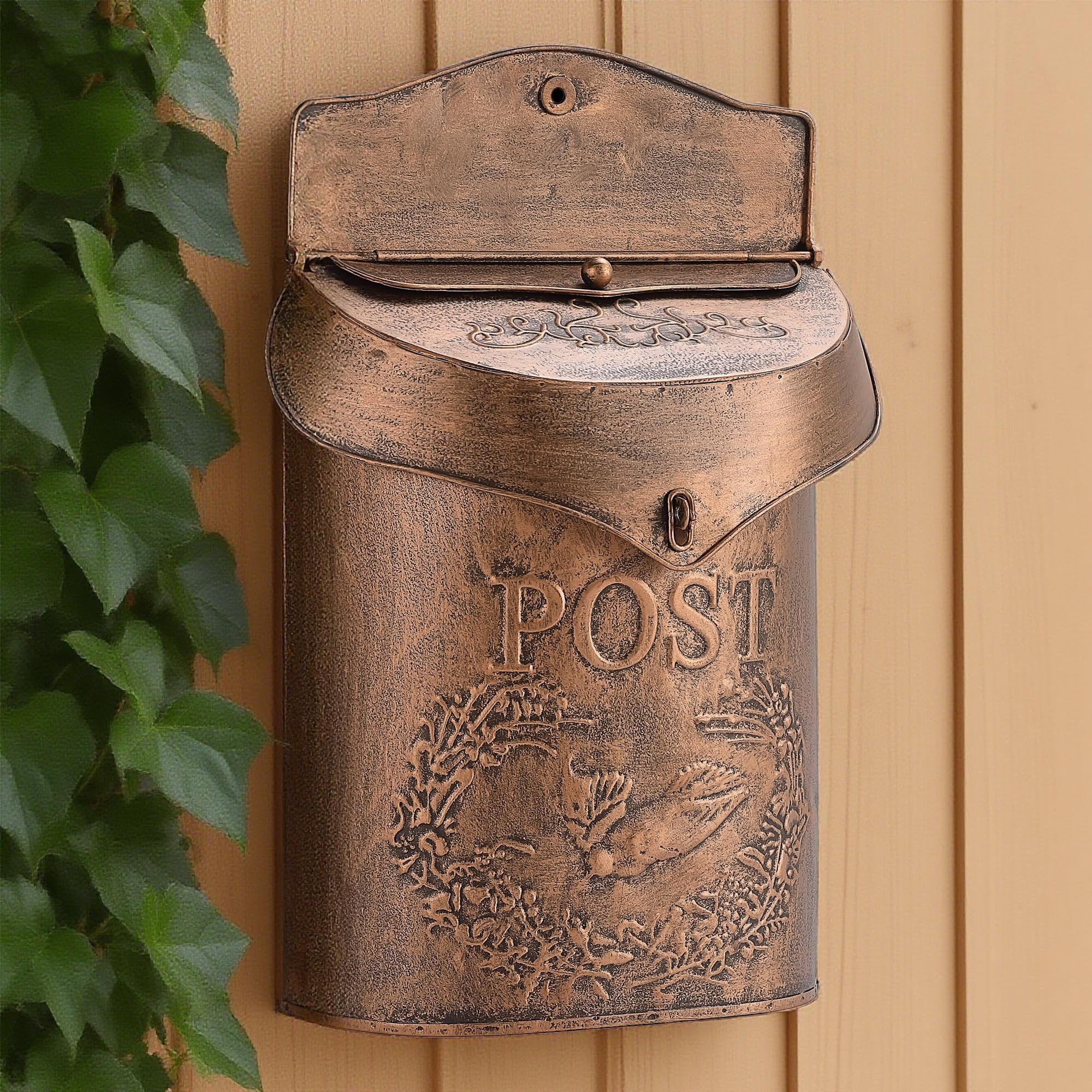 DOCOSA 15.5" Vintage Wall Mount Mailbox - Decorative Scrollwork Metal ...