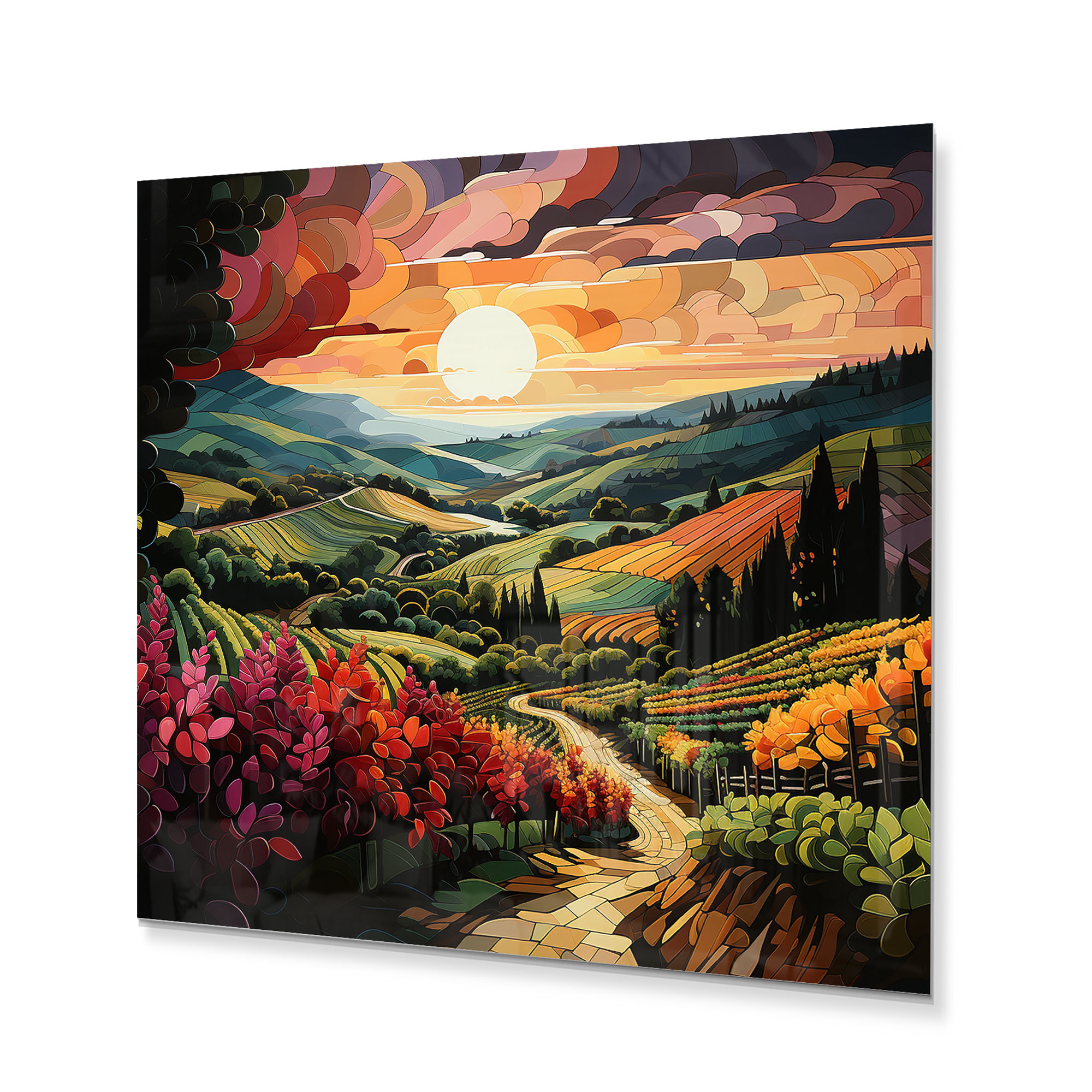 Millwood Pines Vineyard Sunset Rows Of Ruby Landscape I - Farmhouse ...