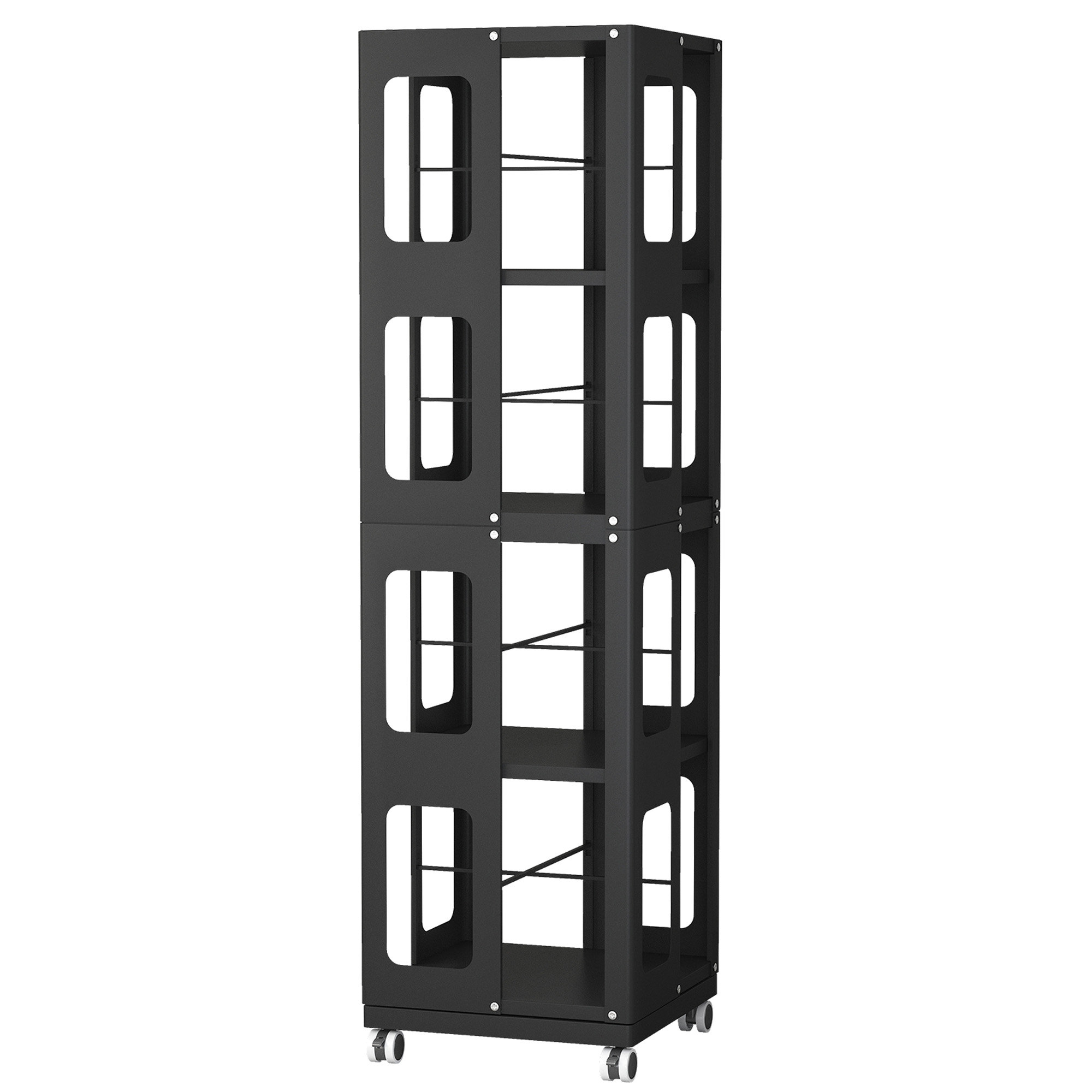 Latitude Run® 4-Tier All-Steel Rotating Bookshelf with 360° Wheels ...