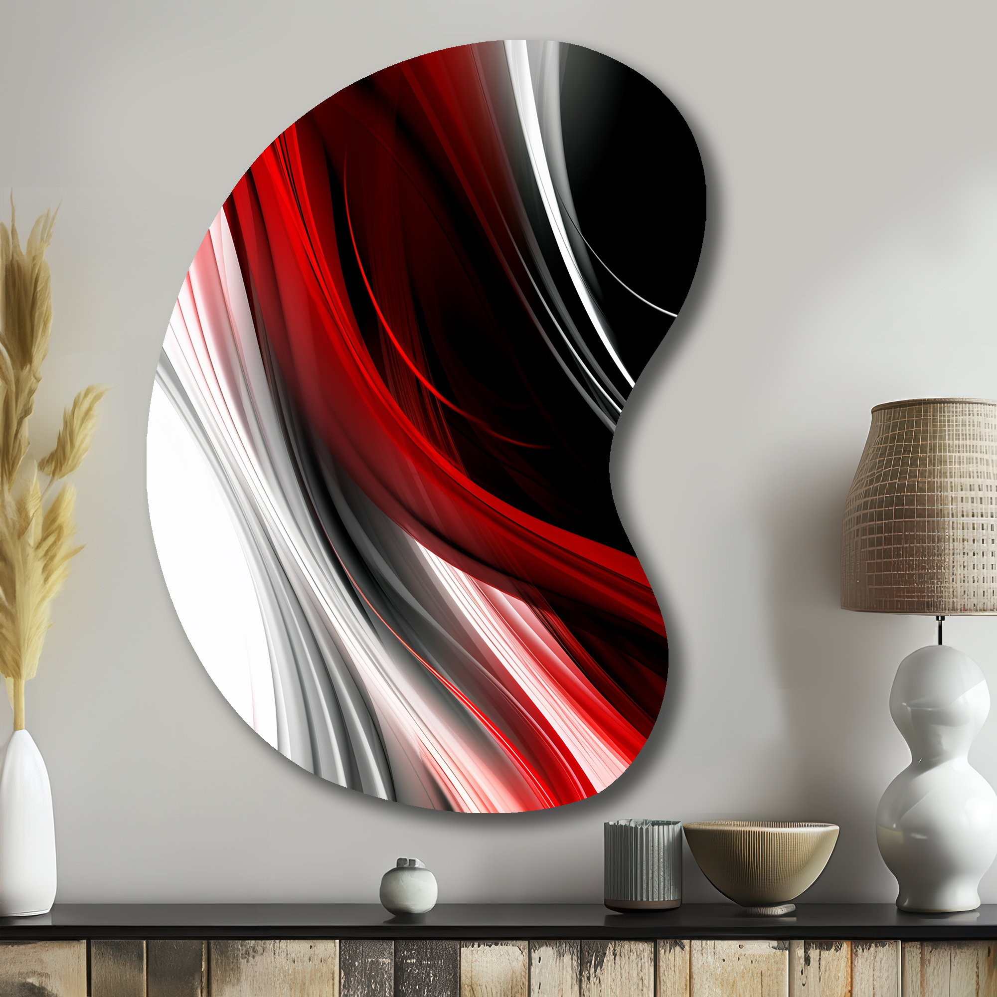 Ivy Bronx Red Black Infinite Ripples I - Asymmetrical Abstract Modern ...