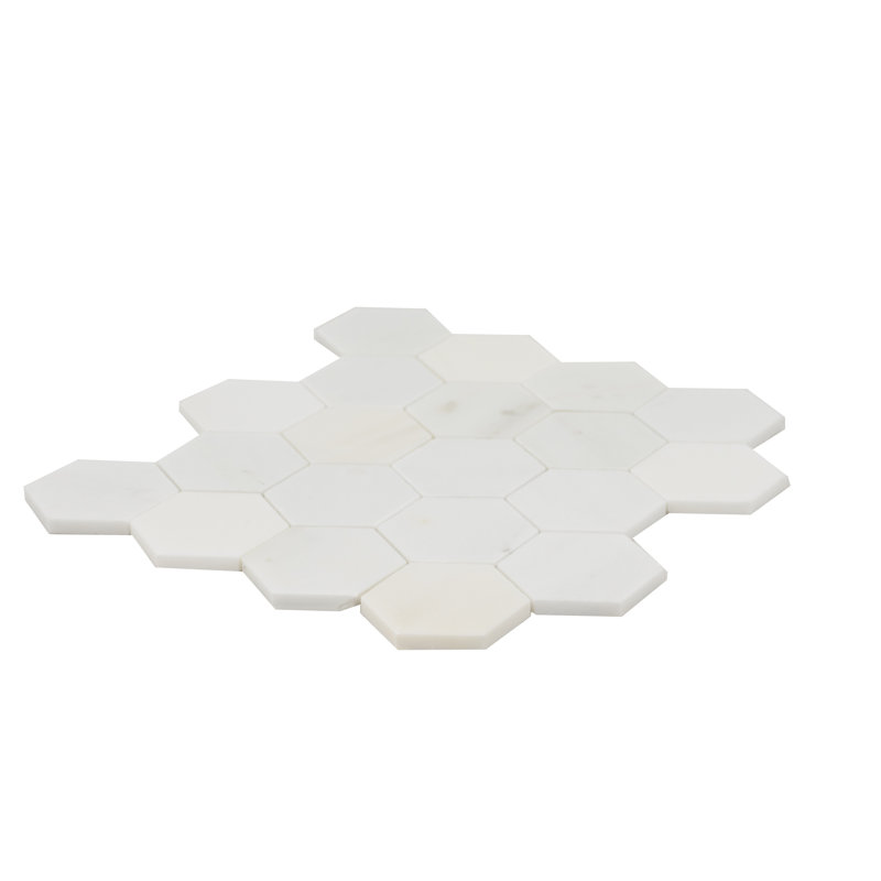 Ackland Iona Mist Hexagon 12 in. x 12 in. Polished Marble Mosaic Floor ...