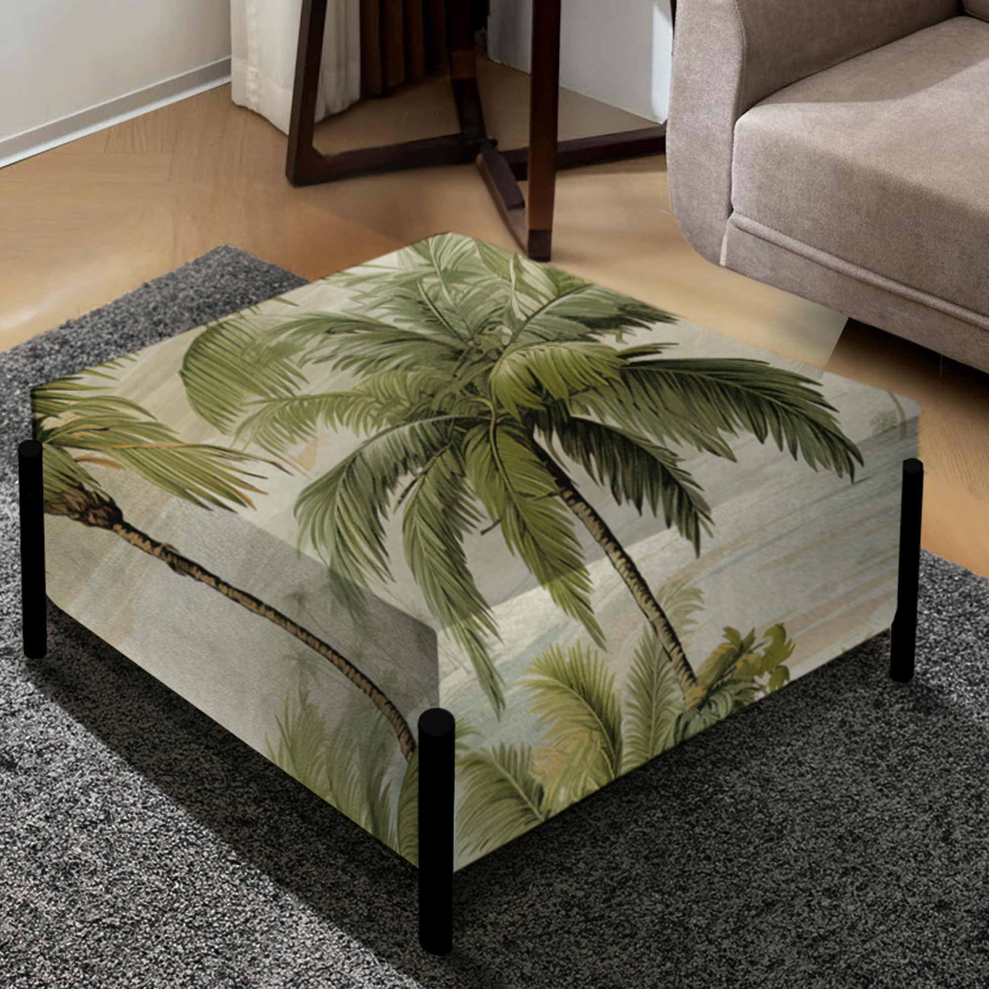 Design Art Vintage Palms Ii Tropical Pattern - Tropical Large Square ...