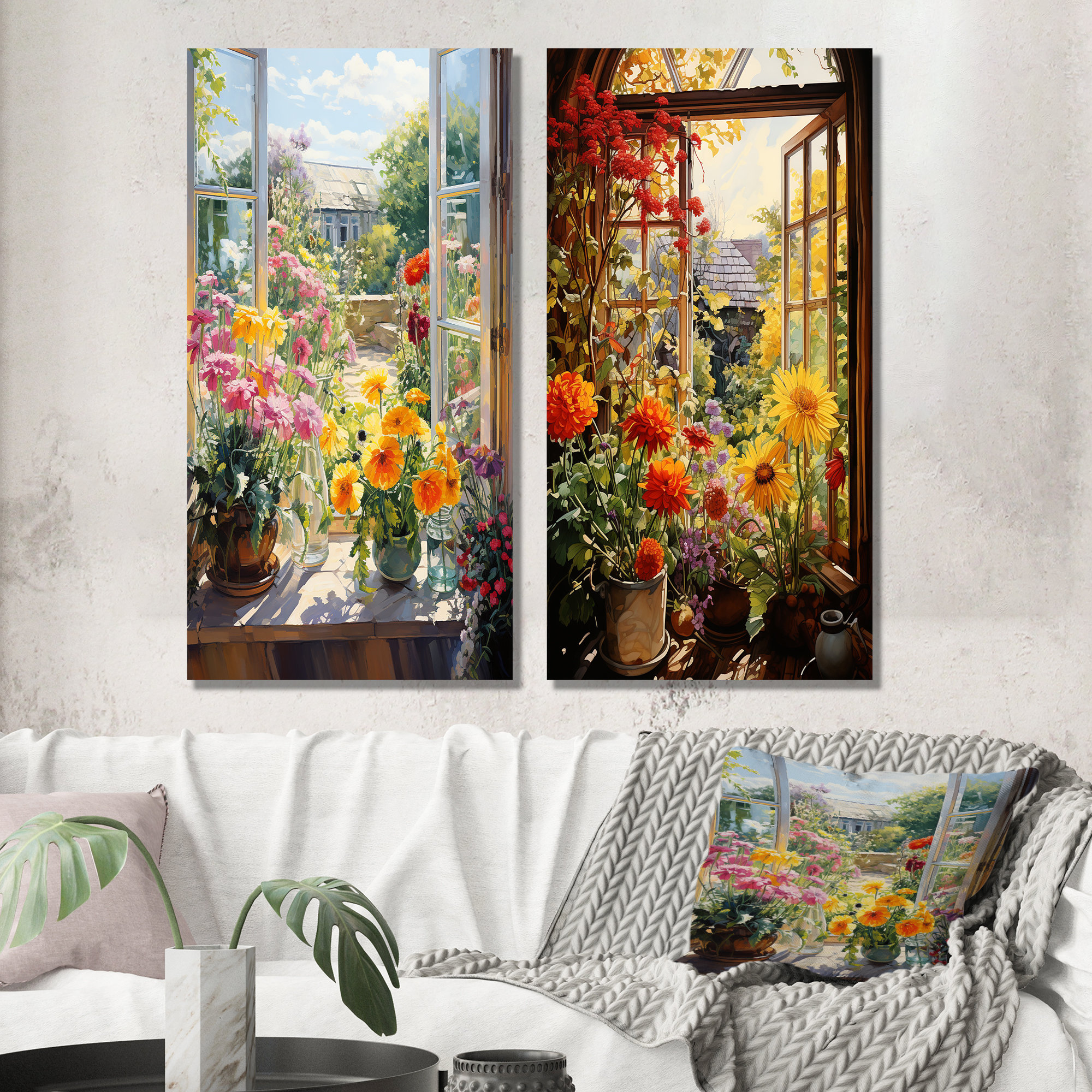 Lark Manor™ Summer Flowers Window View At The Farm II - Window Canvas ...