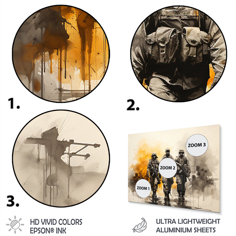 DesignArt Army Camaraderie In Arms II - Army Metal Wall Decor Set ...