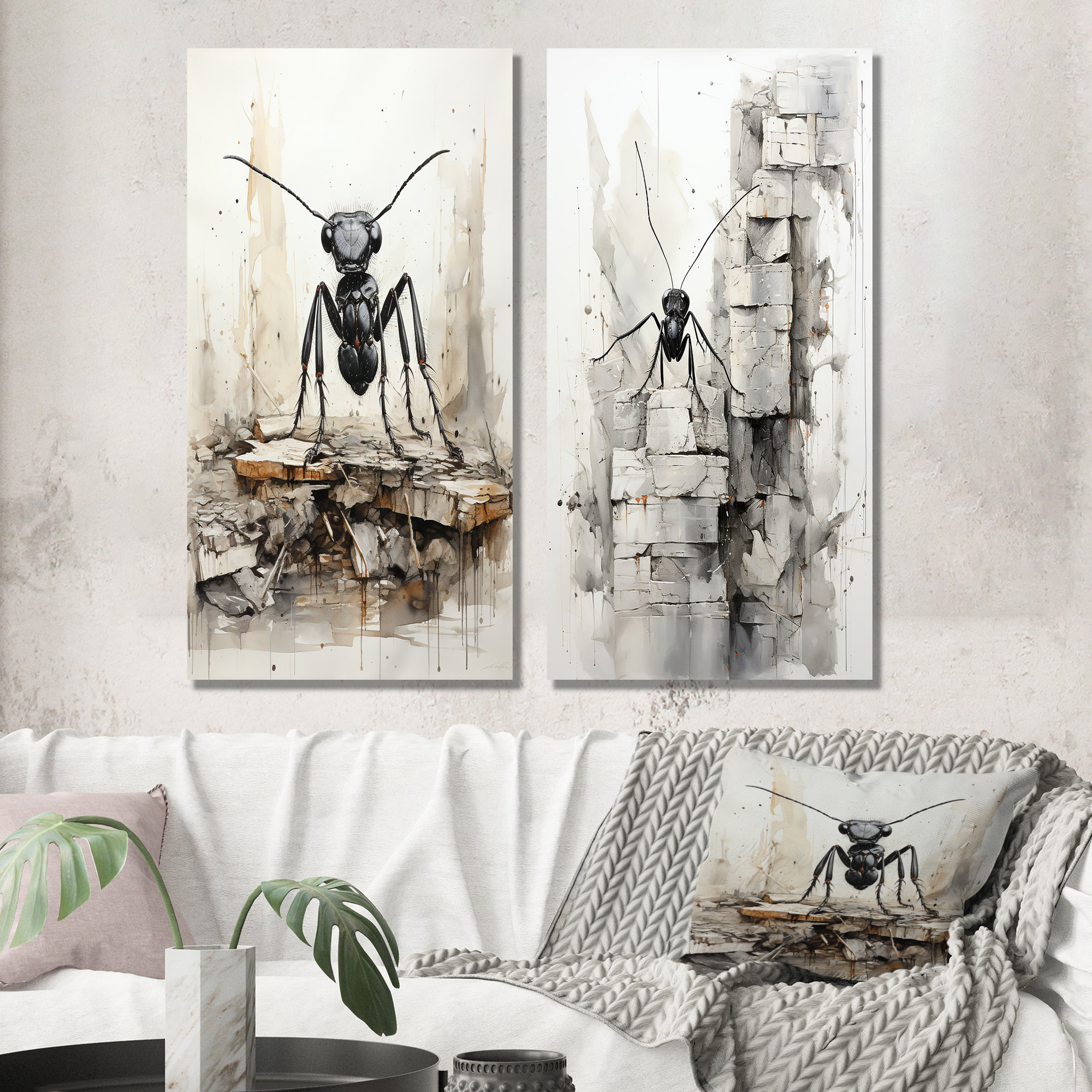 Lark Manor™ Minimalist March Charcoal Ant - Ant Wall Art Living Room ...