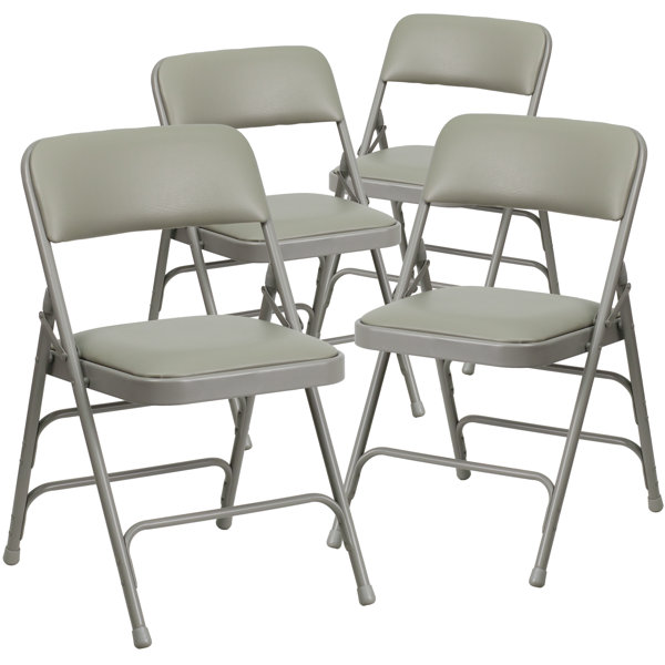 Inbox Zero Oliverson Upholstered Metal Folding Event Chairs with Padded ...