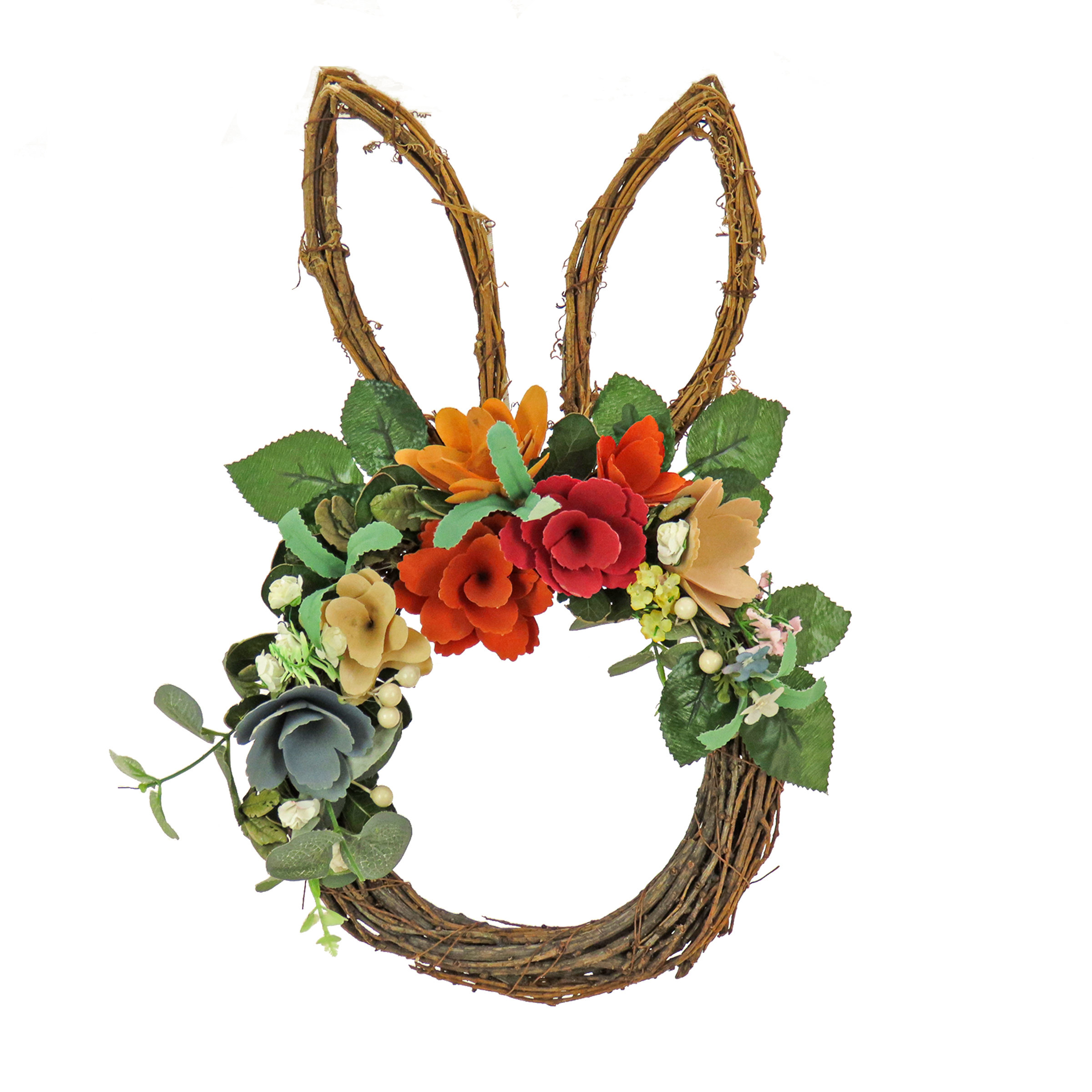 The Holiday Aisle® 17" Floral Bunny Ears Wreath | Wayfair