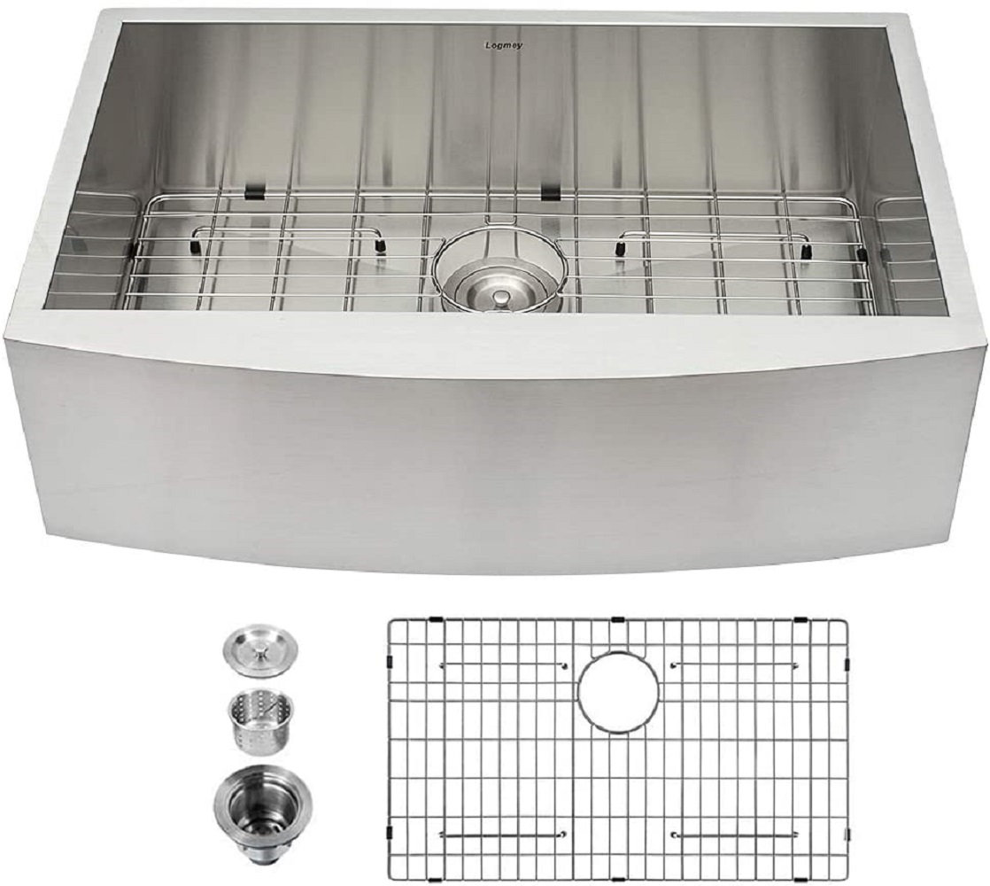 Kichae 36''L x 20''W Farmhouse Kitchen Sink Single Bowl Stainless Steel ...