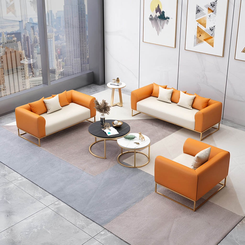 Lifton Modern Light Luxury Sofa Tea Table Combination 5 - Piece Faux ...