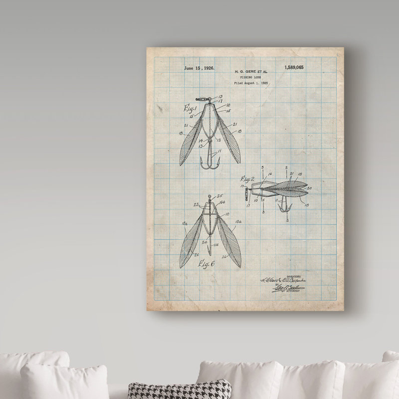 Trademark Art 'Fishing Lure 1' Drawing Print on Wrapped Canvas | Wayfair