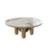 Everly Quinn 39" Round Metal and Stone Coffee Table with Hemisphere ...