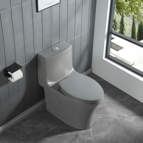 GAMLIF 15 1/8 Inch 1.1/1.6 GPF Dual Flush 1-Piece Elongated Toilet with ...