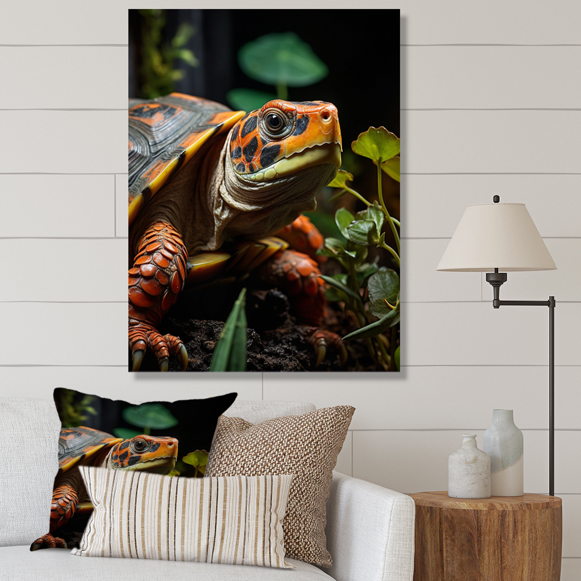 Bayou Breeze Closeup Vibrant Turtle Portrait In Forest I Framed On ...