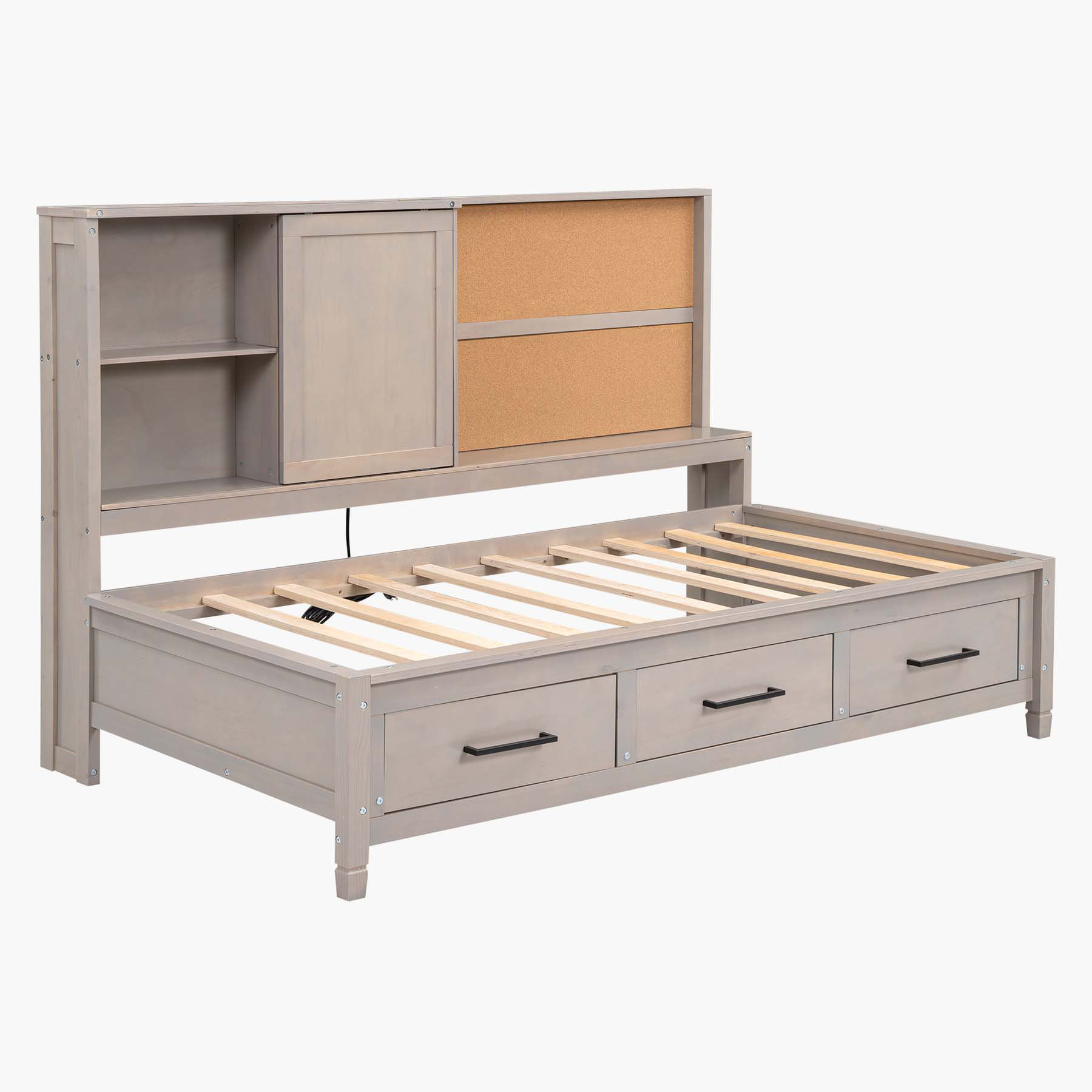 Red Barrel Studio® Twin Size Lounge Daybed with Storage Shelves, Cork ...