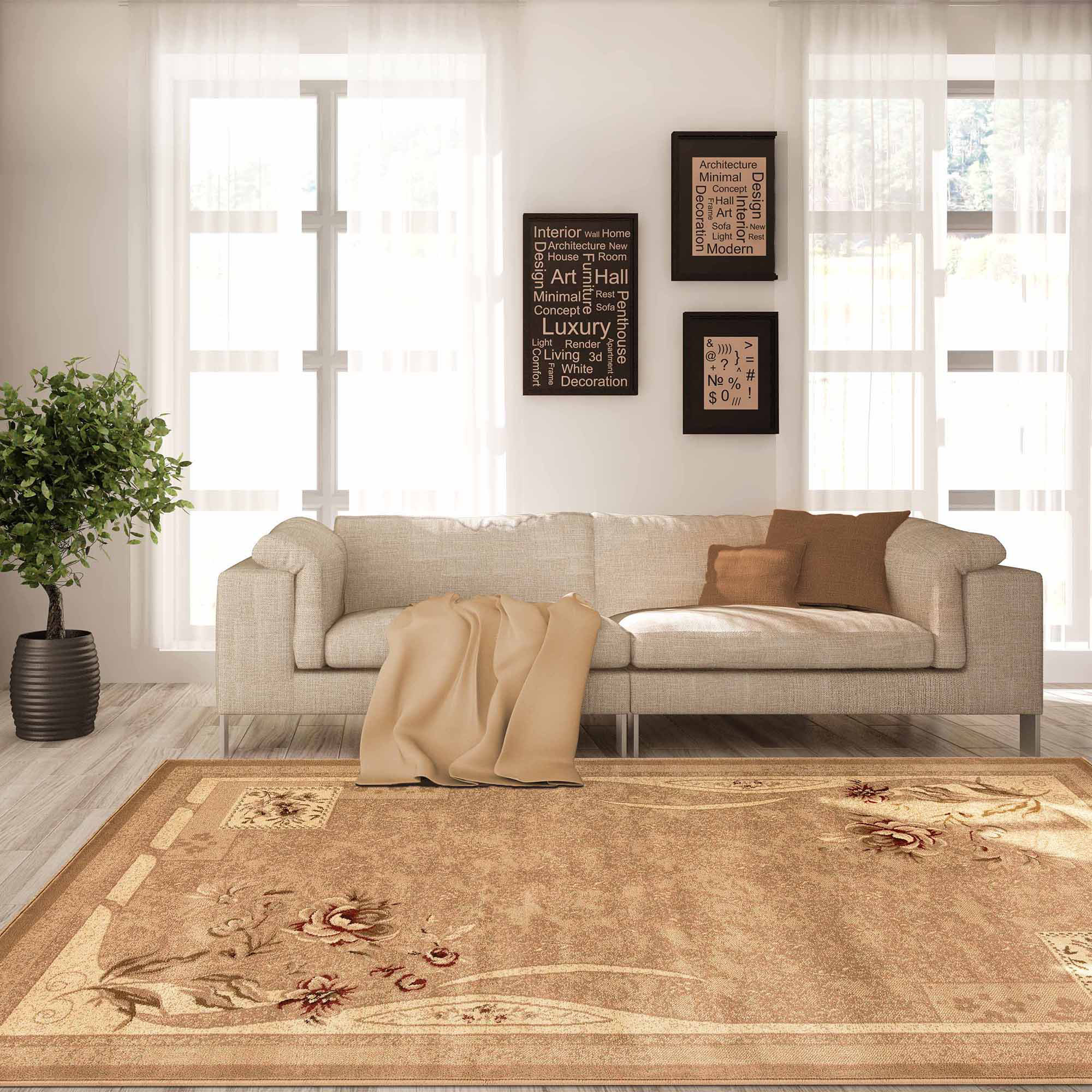 Canora Grey Alishea Floral Brown Area Rug | Wayfair