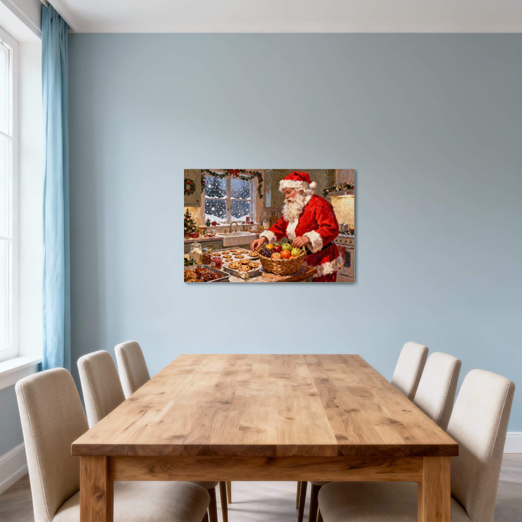 Canora Grey Christmas Santa In Kitchen With Cookies And Fruit | Wayfair