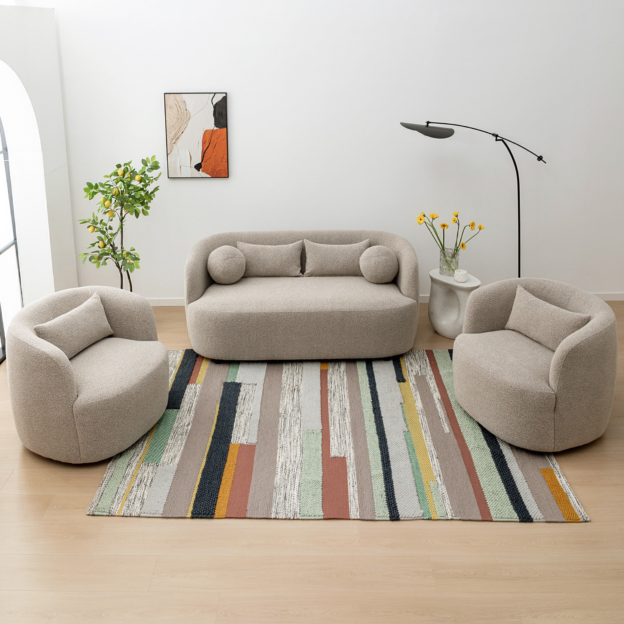 Wade Logan® Cherity 3 - Piece Boucle Living Room Set & Reviews | Wayfair